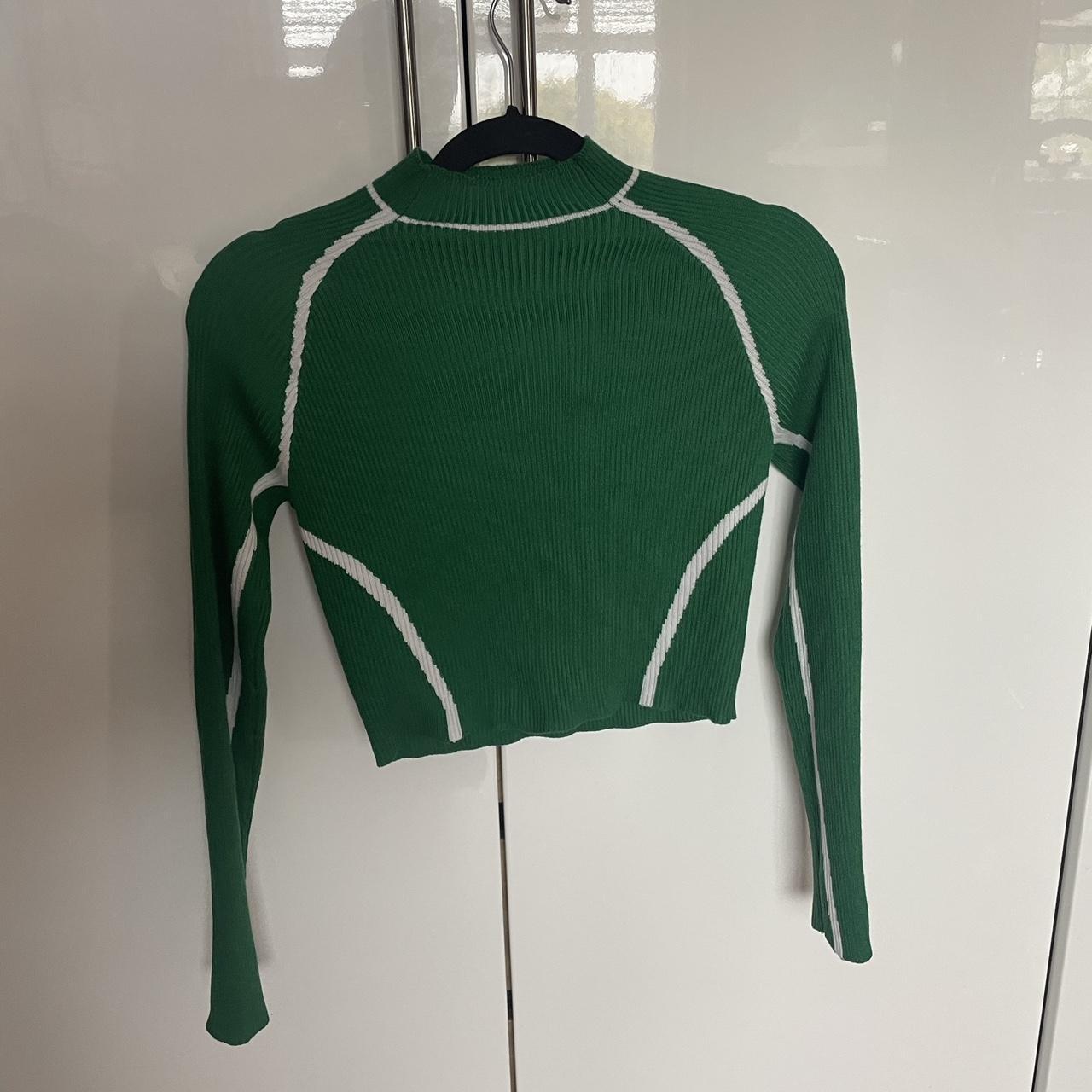 Plt green long sleeve high neck crop top size M #plt - Depop