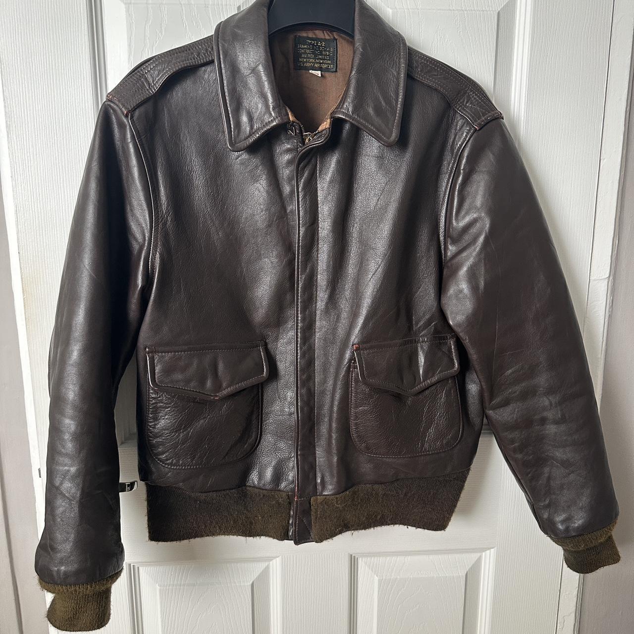 Avirex A2 Leather jacket Brown and khaki P2P... - Depop