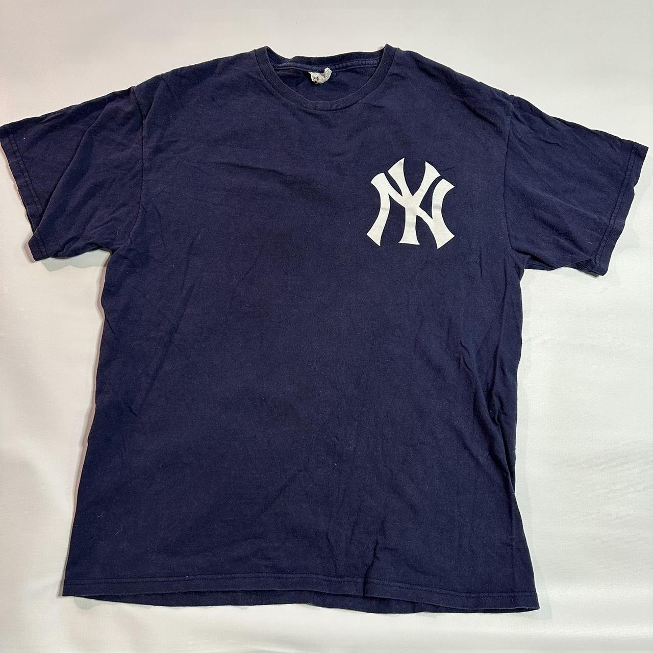 Navy Yankees vintage tee color: navy Size: Large... - Depop