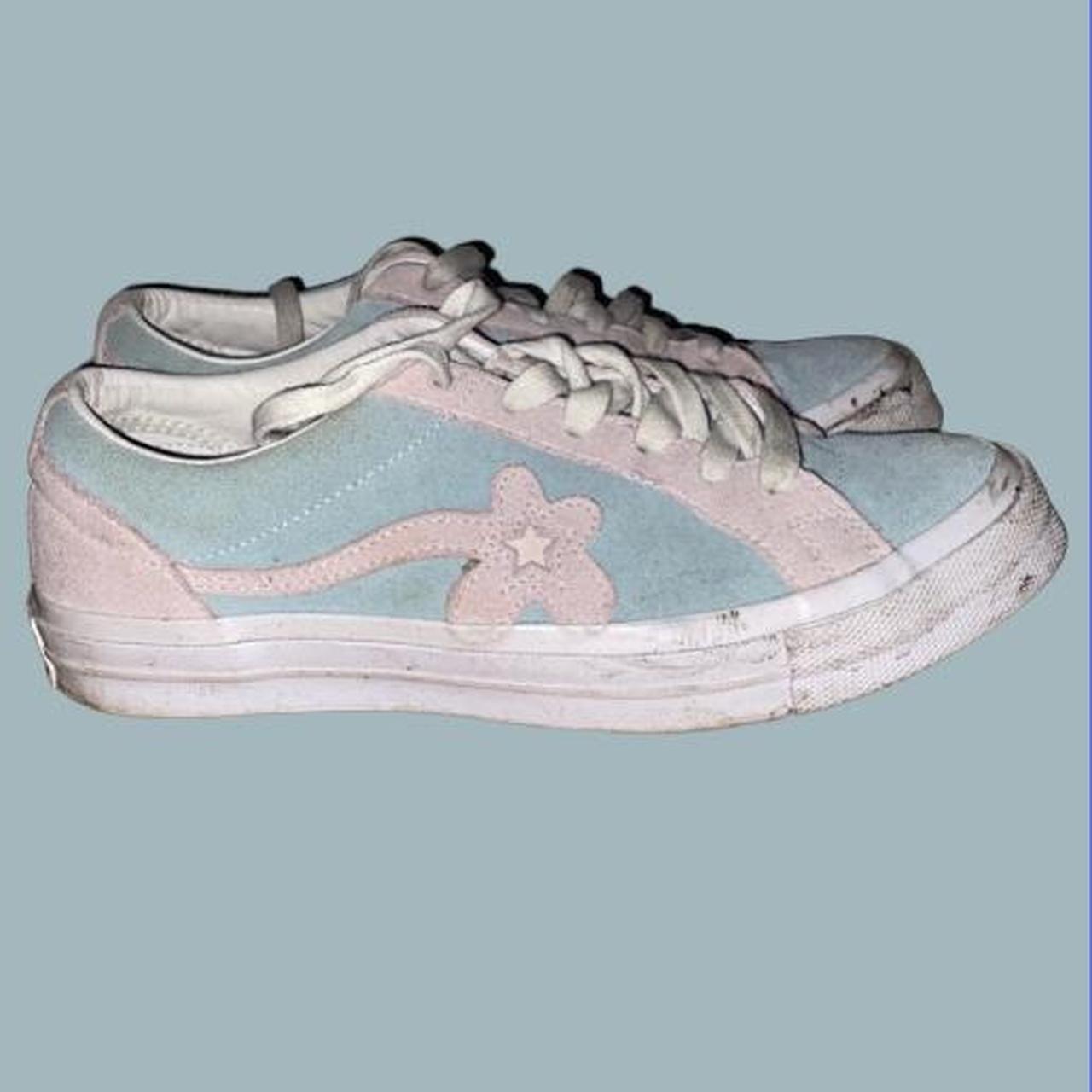 Converse Men's Pink and Blue Trainers | Depop