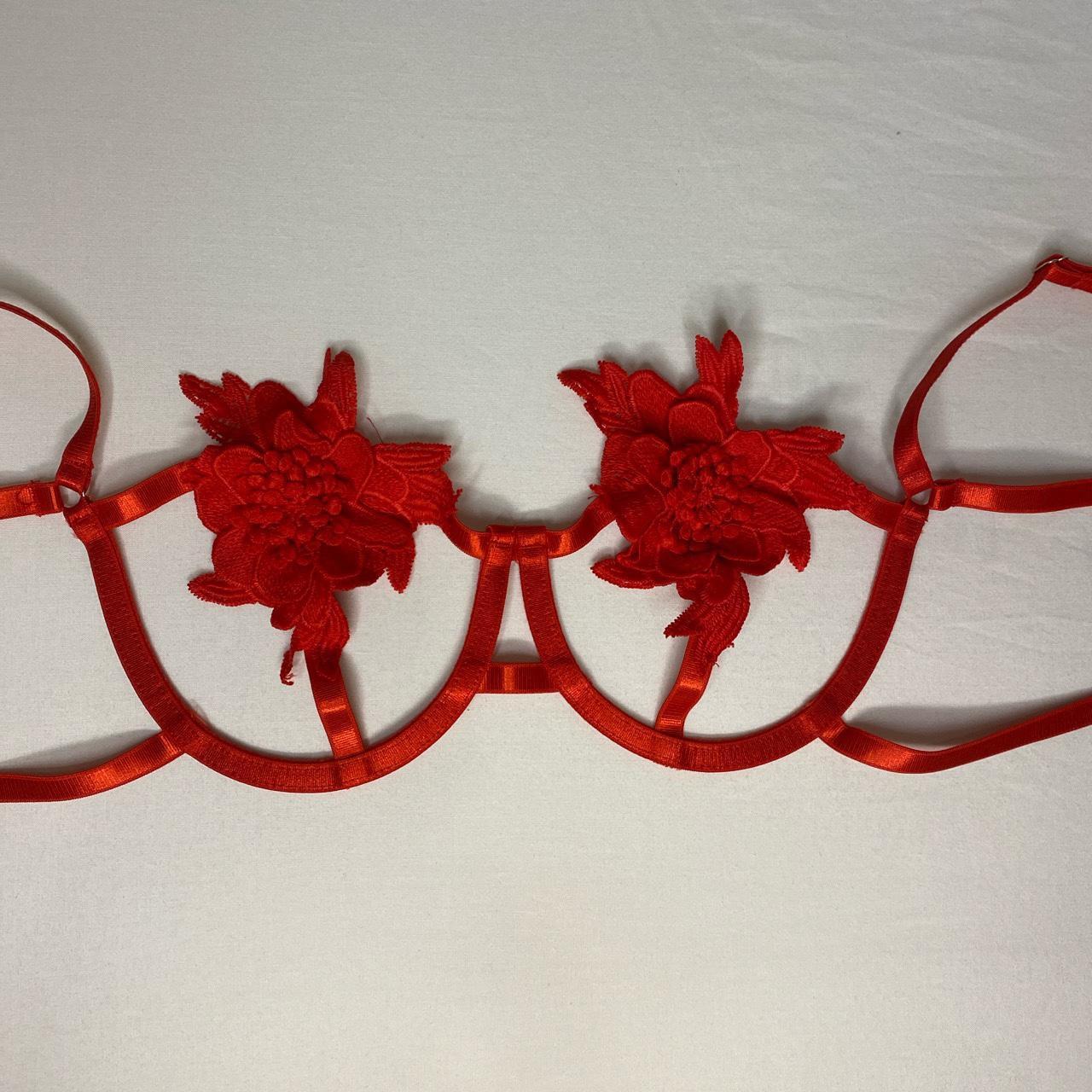 Red cut out floral bra ️🌹 Gorgeous bra but never... - Depop