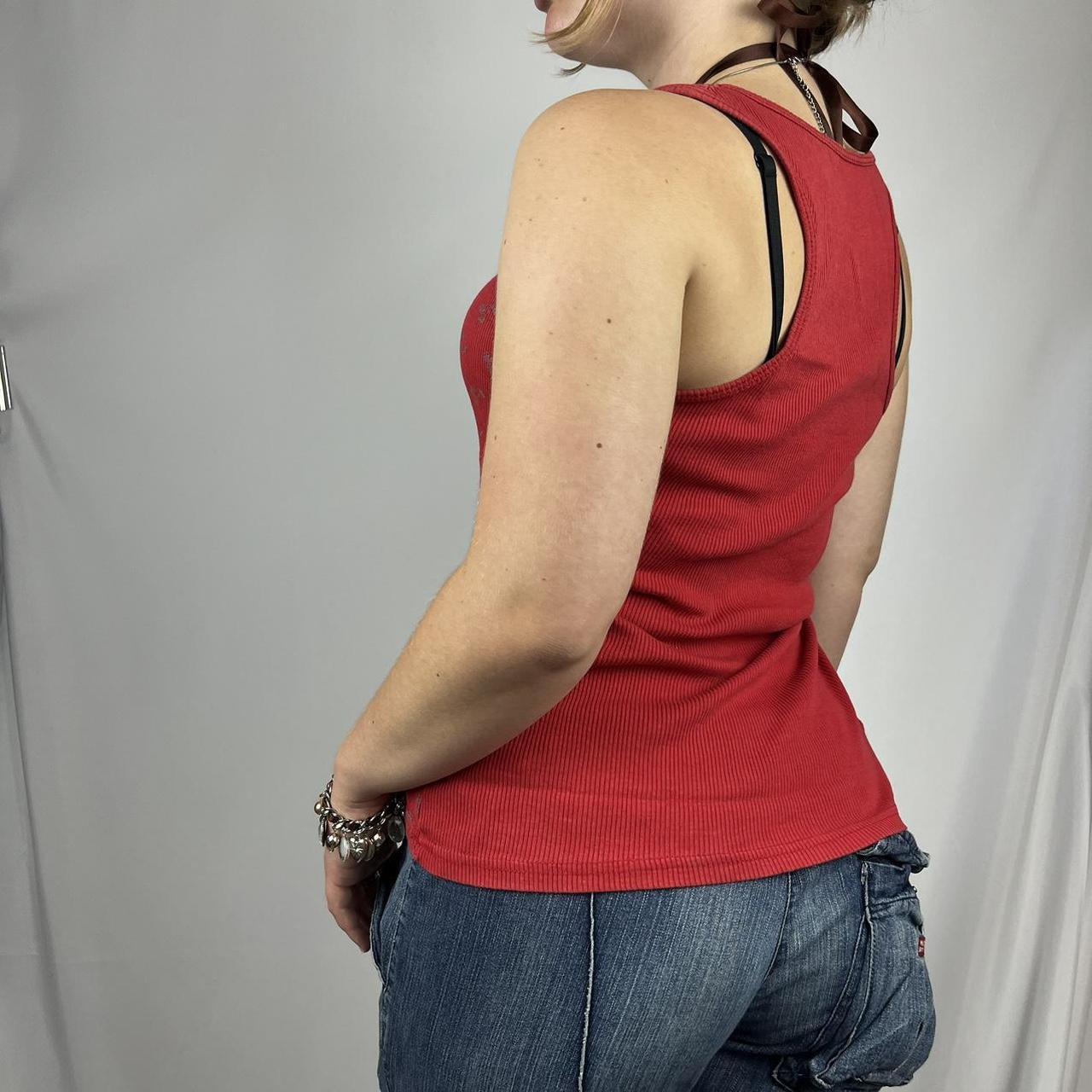 Y2k Cherry tank top Cherry monograms, red ribbed... | Depop