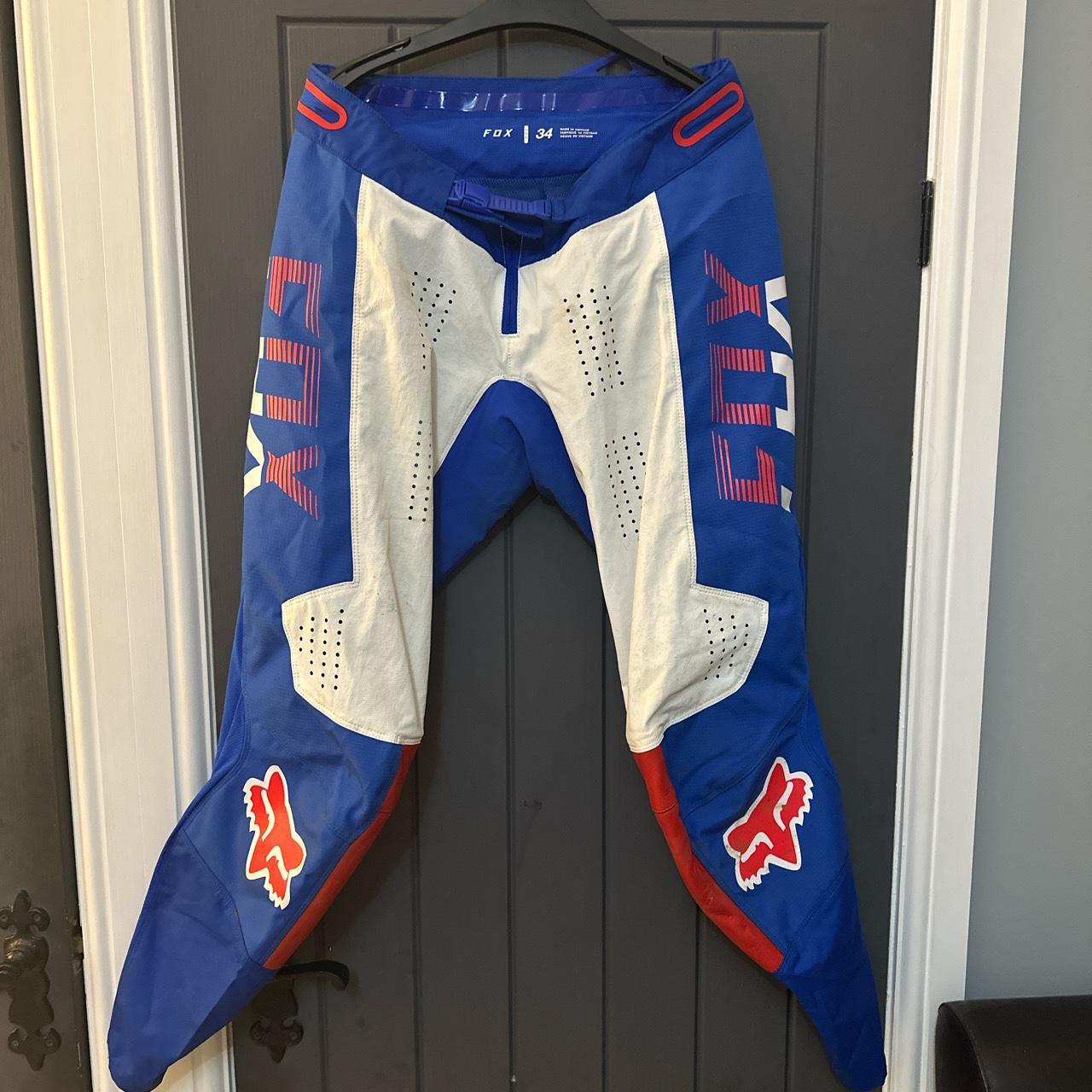 Fox racing motocross pants size 34 waist! Blue white... - Depop