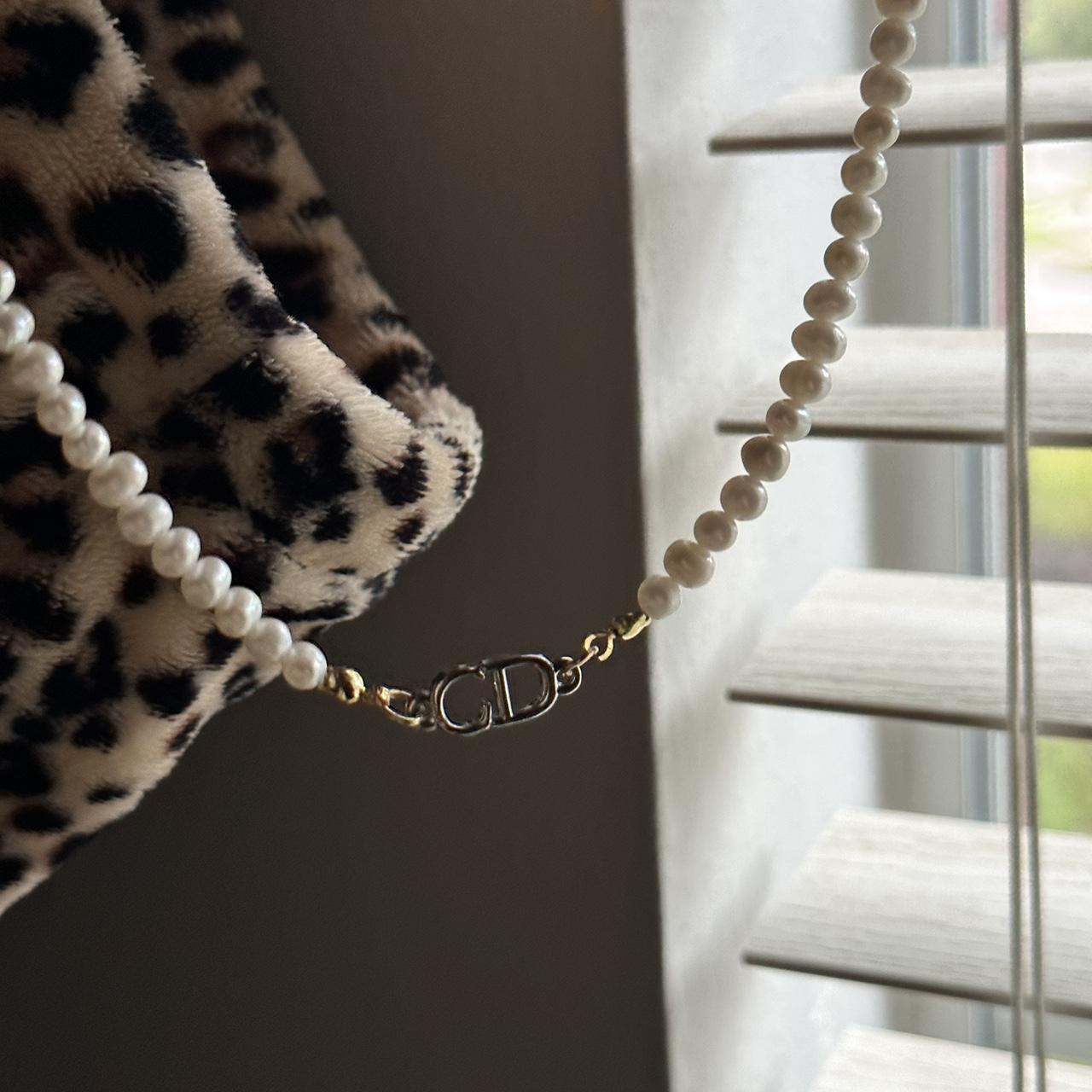 AUTHENTIC Two toned Dior Pearl necklace Silver and... - Depop