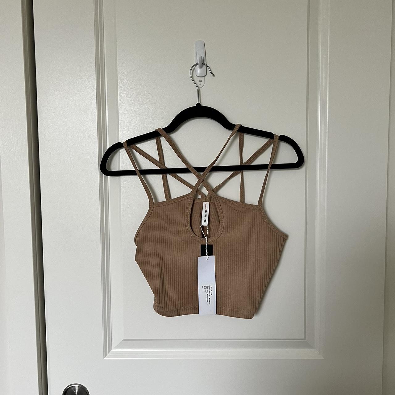 Adam Selman keyhole rib tank size Medium color chino - Depop