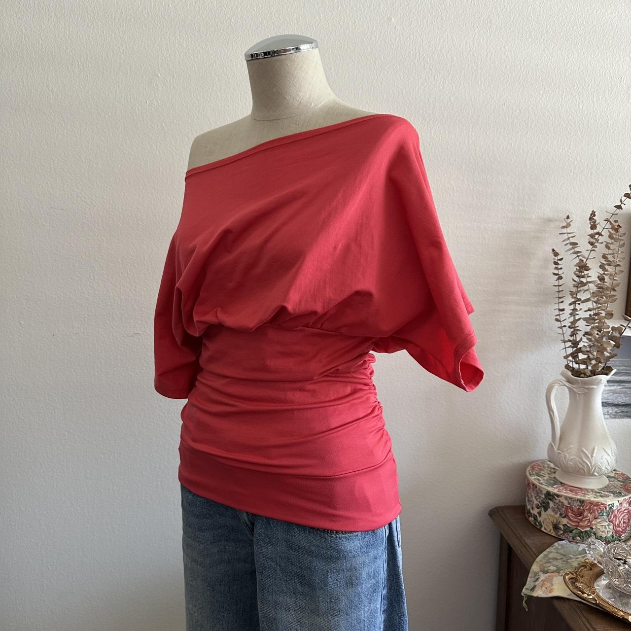 Pinkish red off the shoulder cinched top Snatches... | Depop