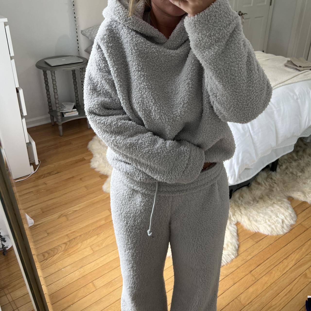 Skims dupe grey fuzzy sweat set From Gap Worn... - Depop