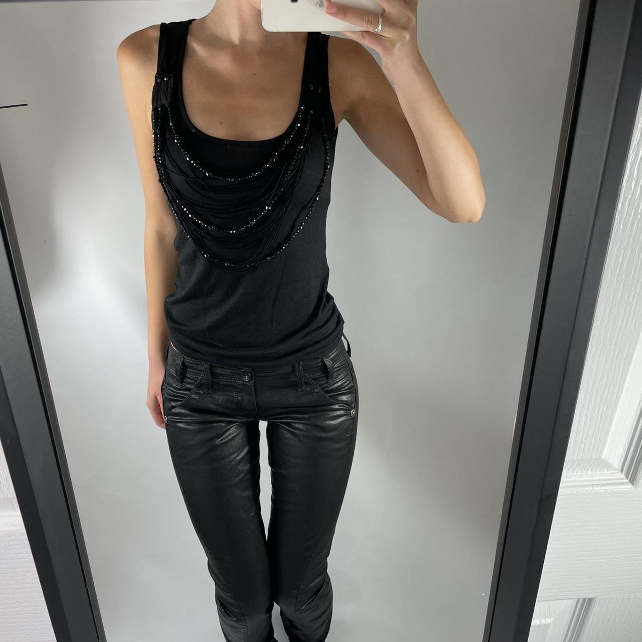 Black chain detail top Shown on UK 6/8 and 5’9... | Depop