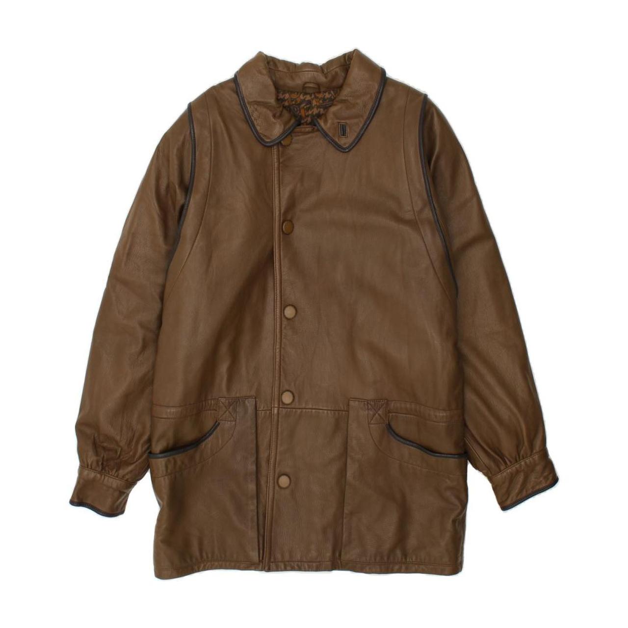 PANCALDI & B Mens Leather Coat IT 48 Medium Brown... | Depop