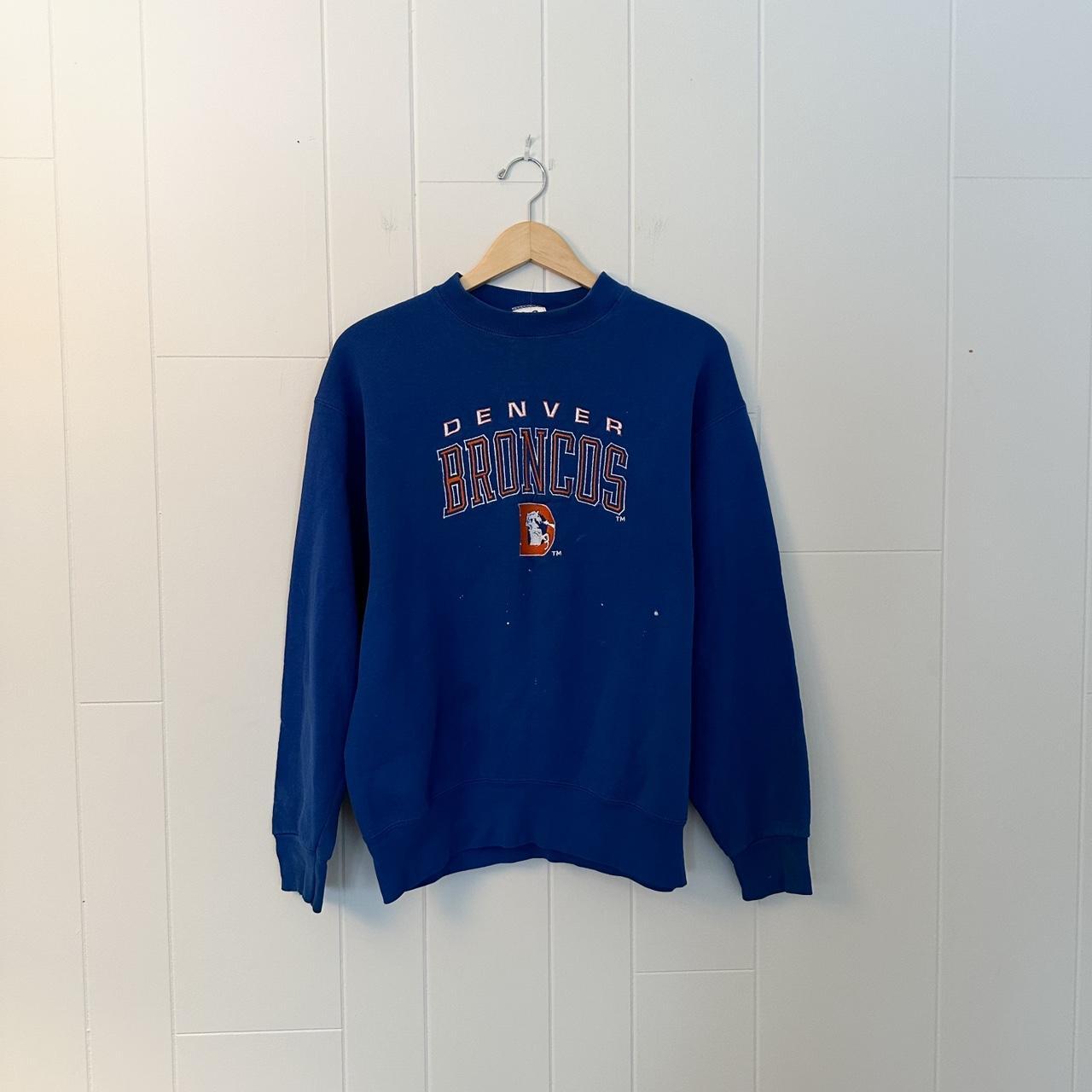 Vintage Pro Layer Blue Denver Broncos Crewneck... | Depop