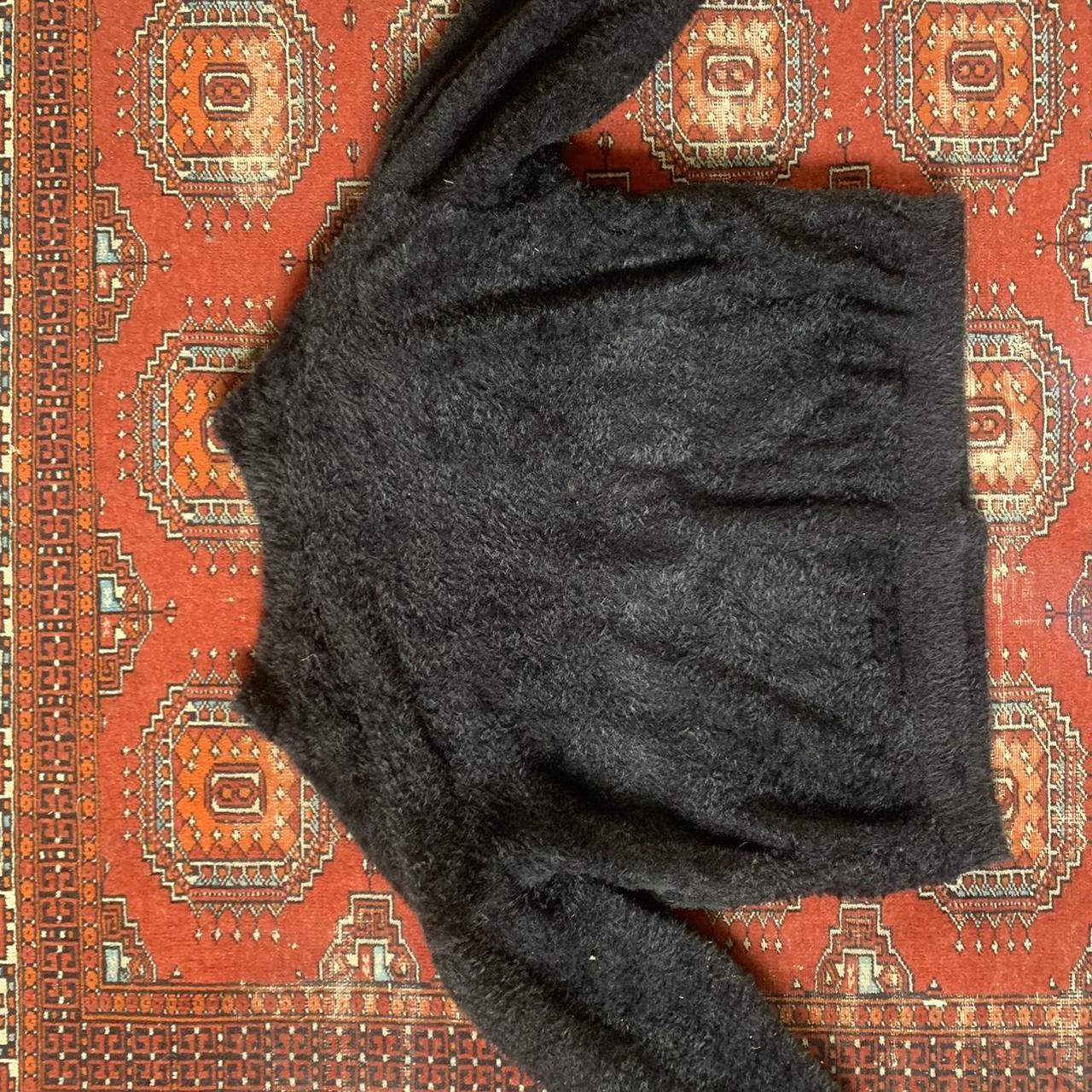 pinkie collection black fuzzy furry cardigan size... - Depop