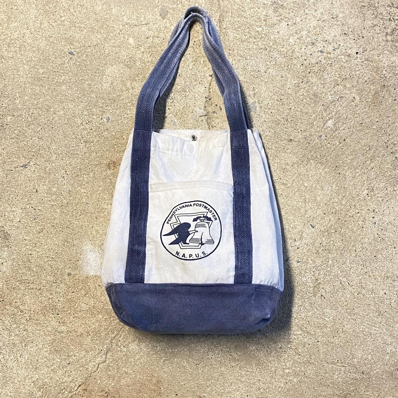 60/70’s USPS Tote Bag Snap-Closure OSFA Beige - Depop