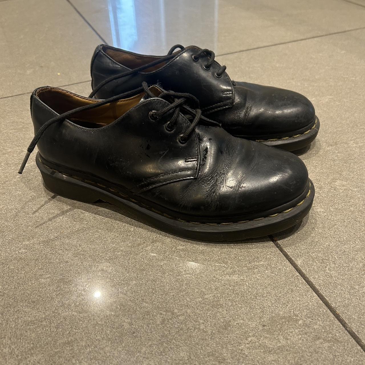 Black Leather Low Doc Martens / Dr Martens Size... - Depop