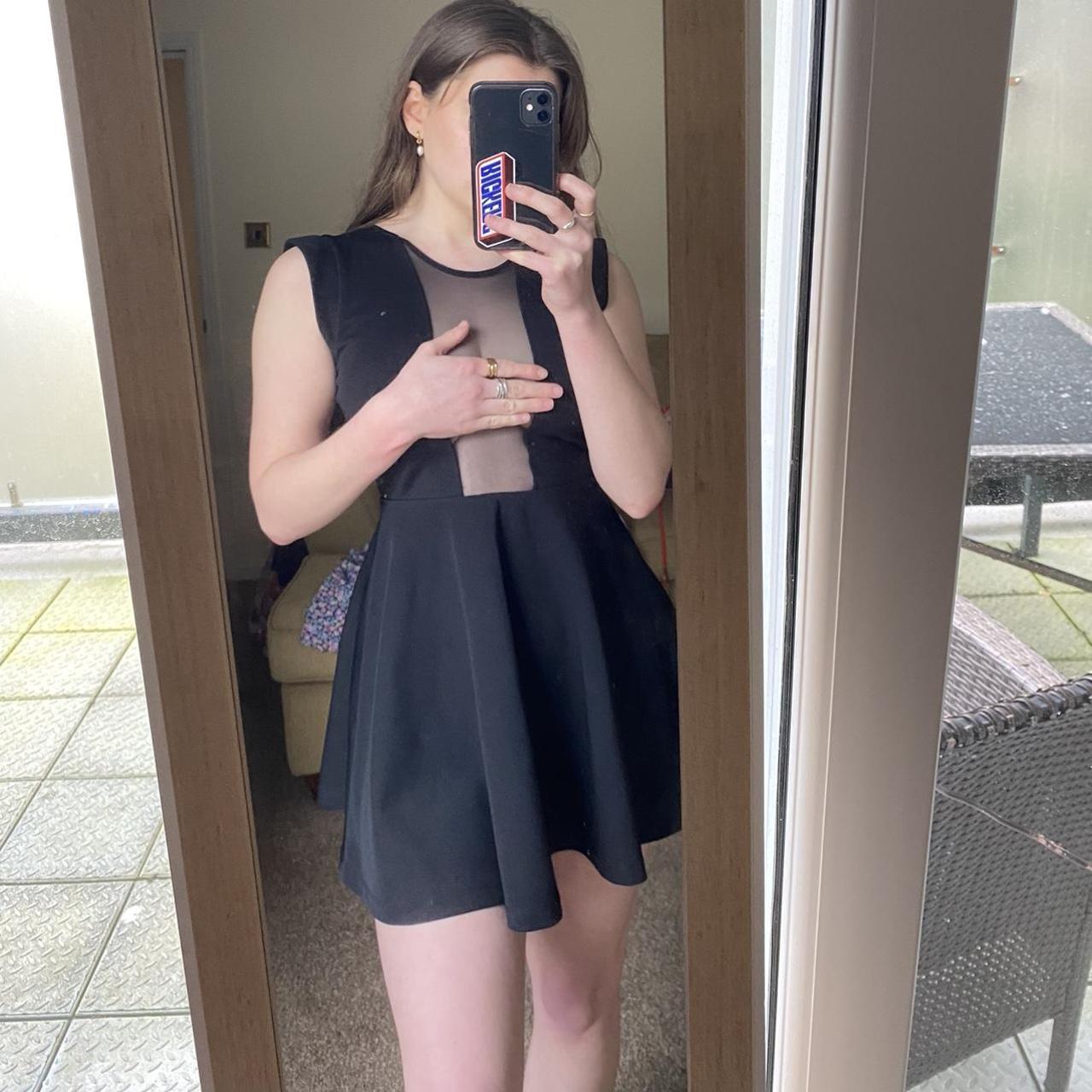 Black skater dress with mesh front and all mesh... - Depop