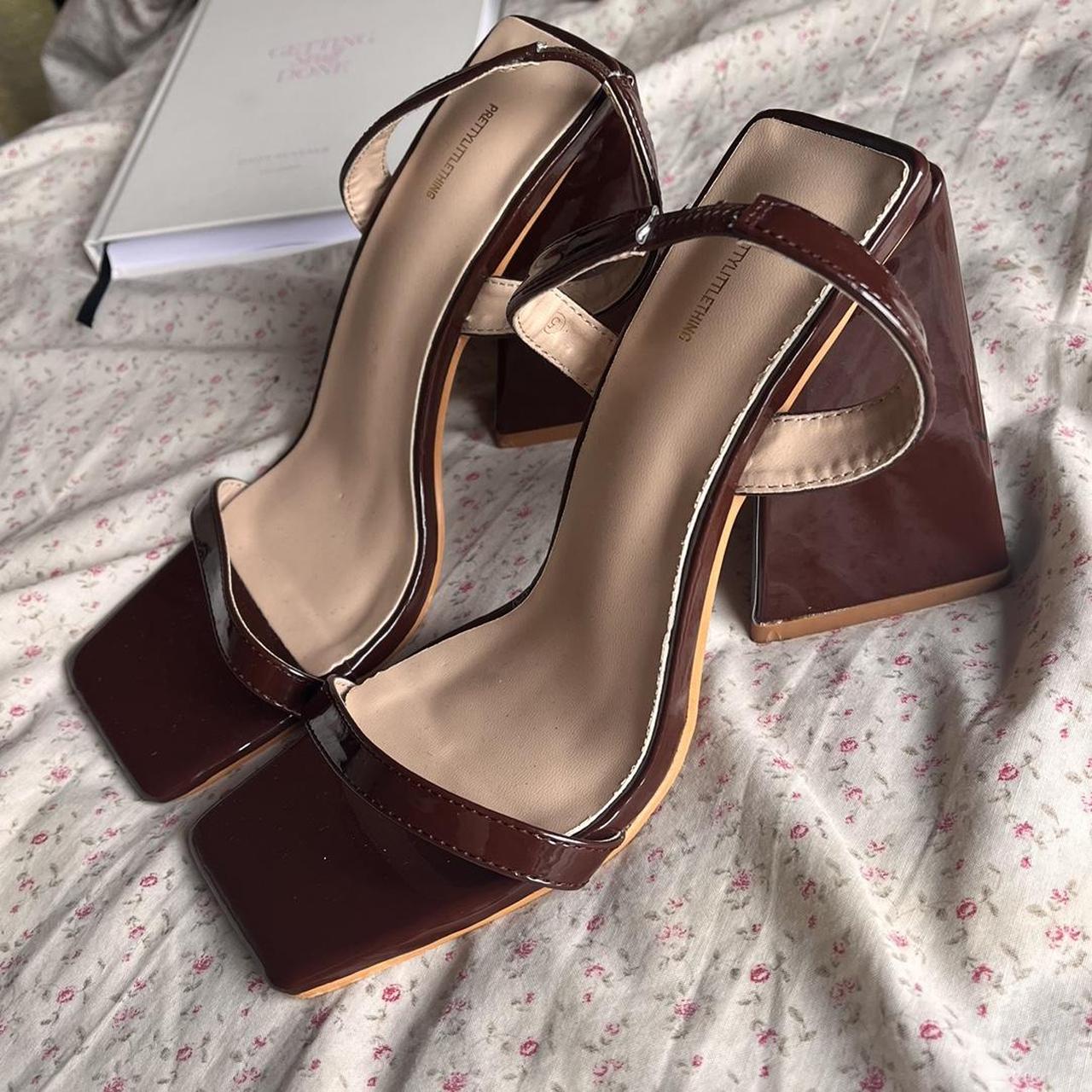PLT square toe chocolate heels - stunning square... - Depop