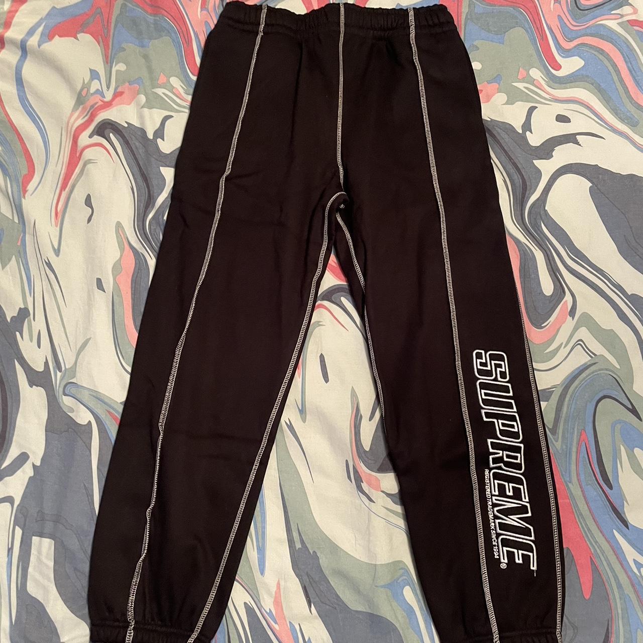 Supreme Men's Black and White Joggers-tracksuits | Depop