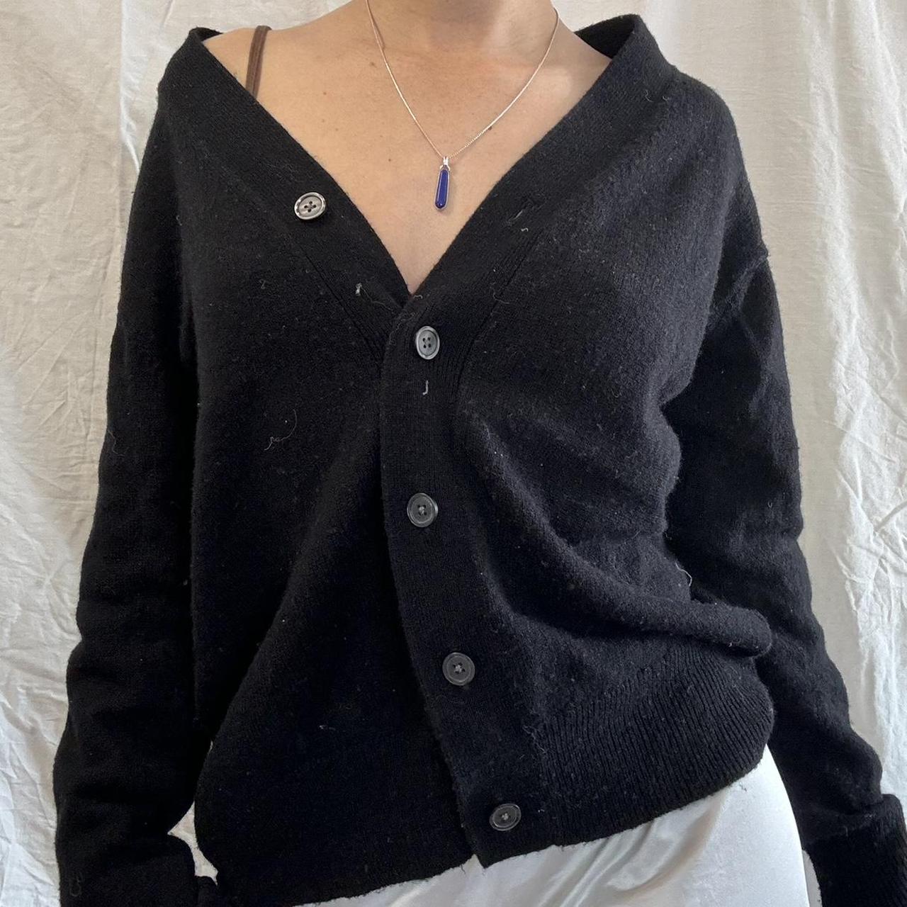 Black wool cardigan from Muji Can fit XS-M - Depop