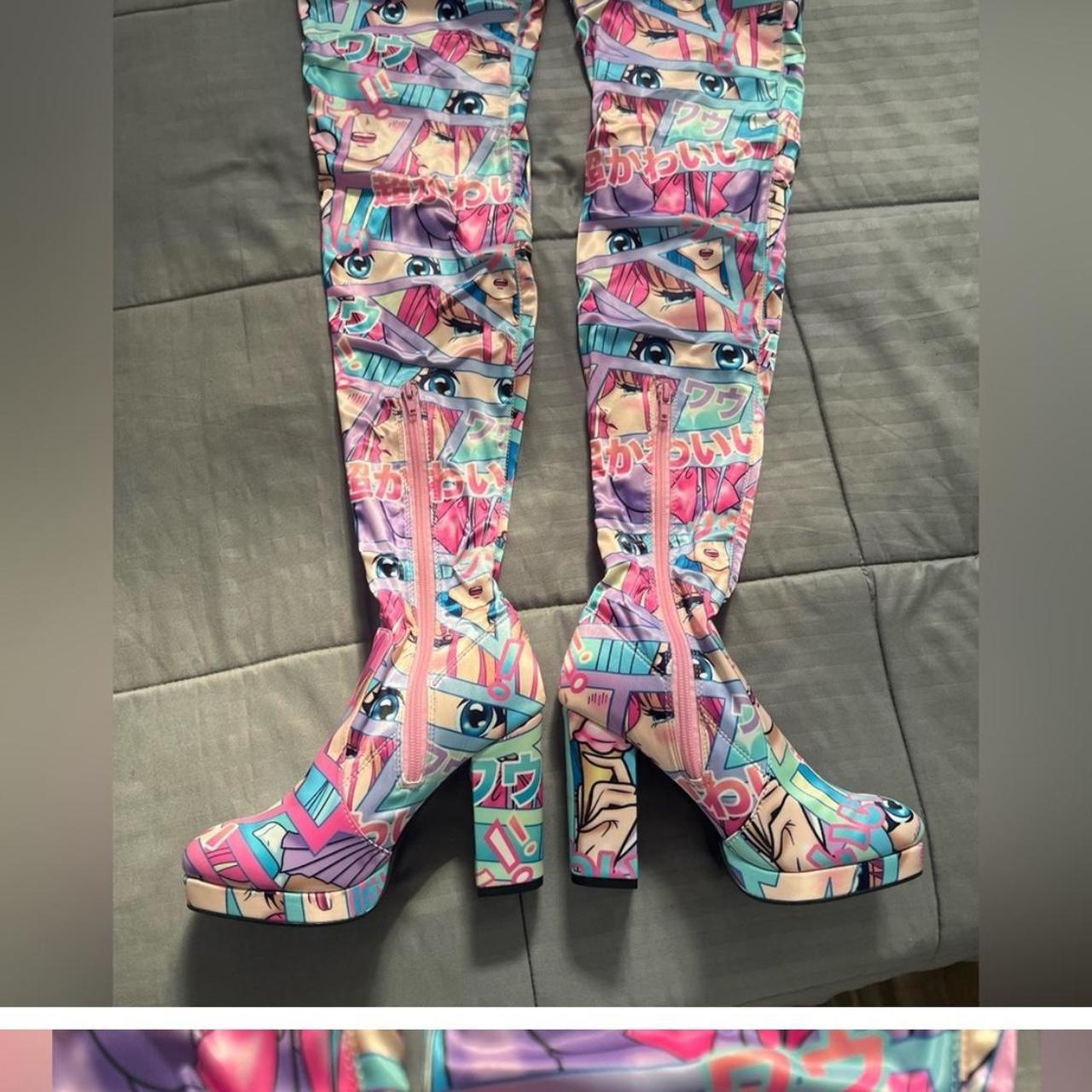 Dolls Kill Sugar Thrillz Comic cutie high thigh... - Depop