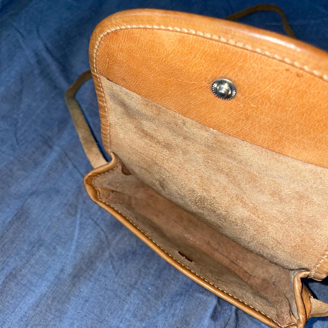 Tan handmade leather cross body bag - Depop