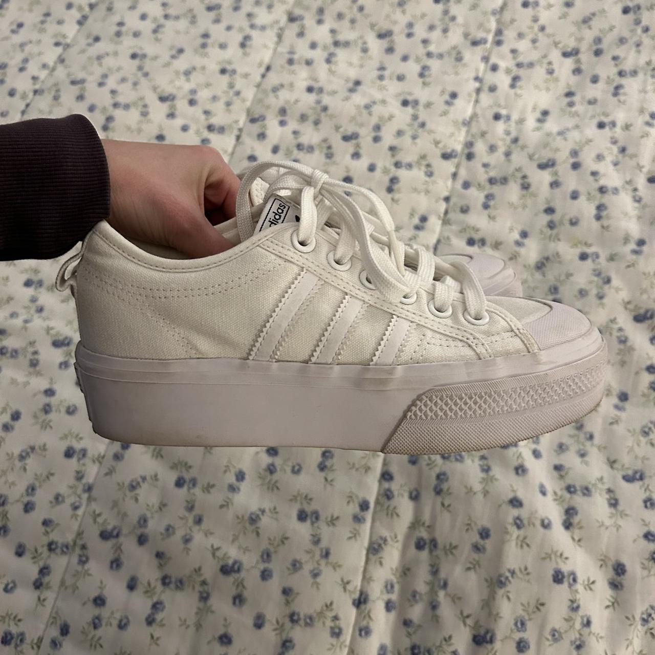 Adidas Nizza white platform sneakers Size 7 Good... - Depop