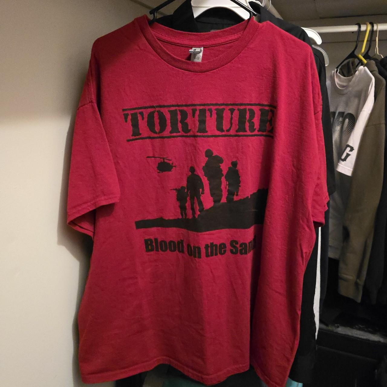 TORTURE band t-shirt "BLOOD ON THE SAND" Worn... - Depop