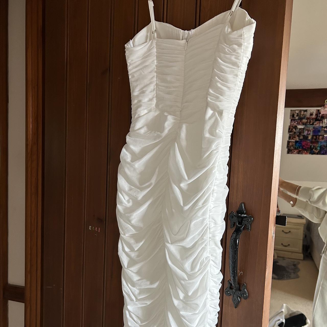 MIDI white club l London dress- worn once for... - Depop