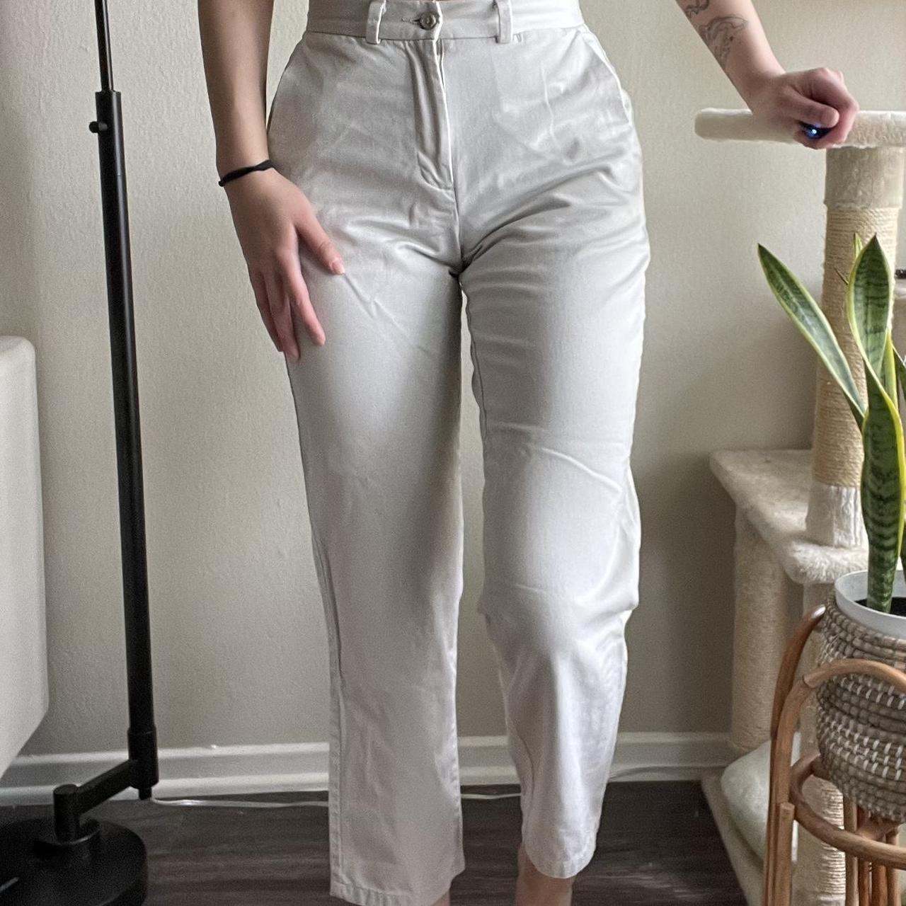 Dockers women cream white pants cropped at ankles in... - Depop