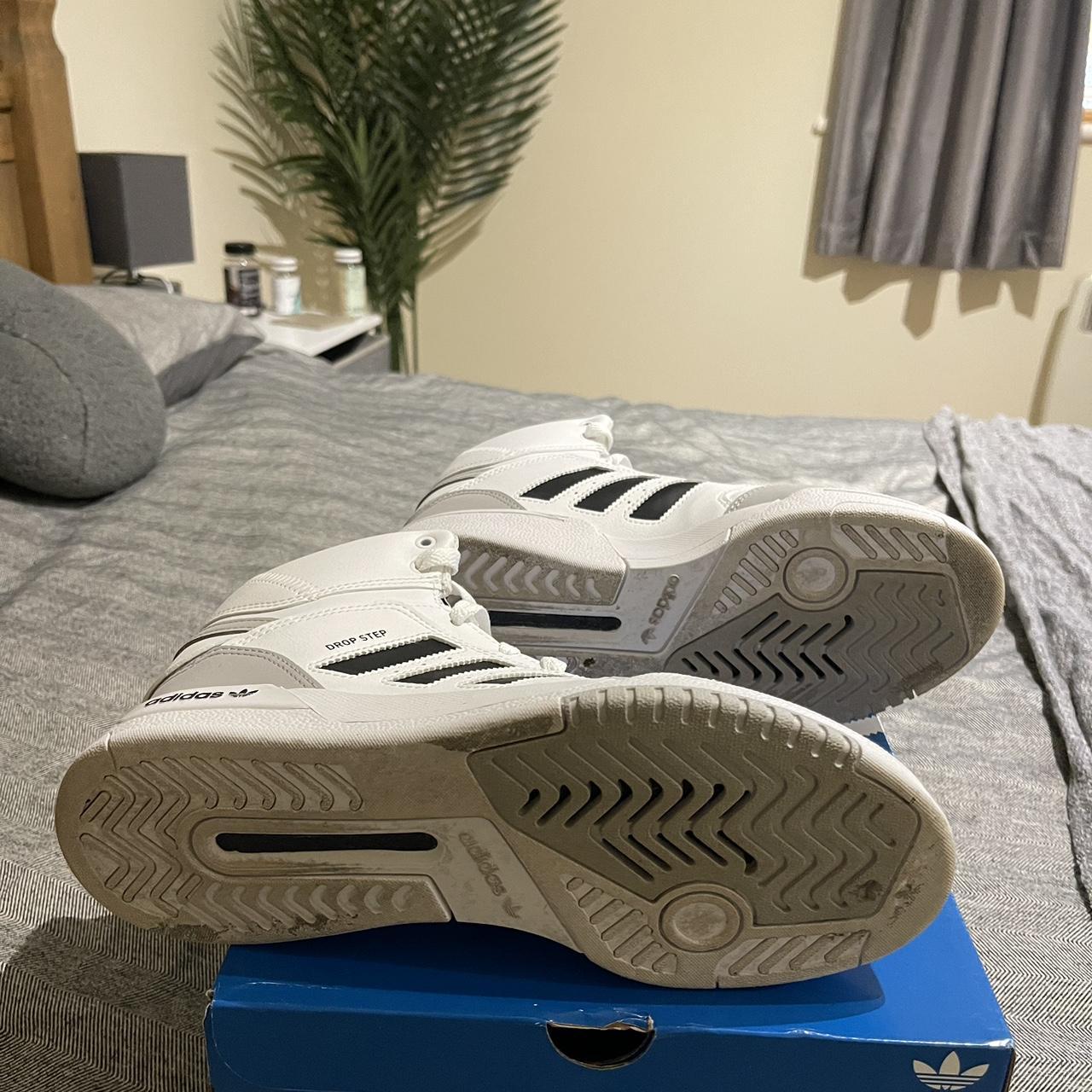 Adidas originals drop step mid tops white black... - Depop