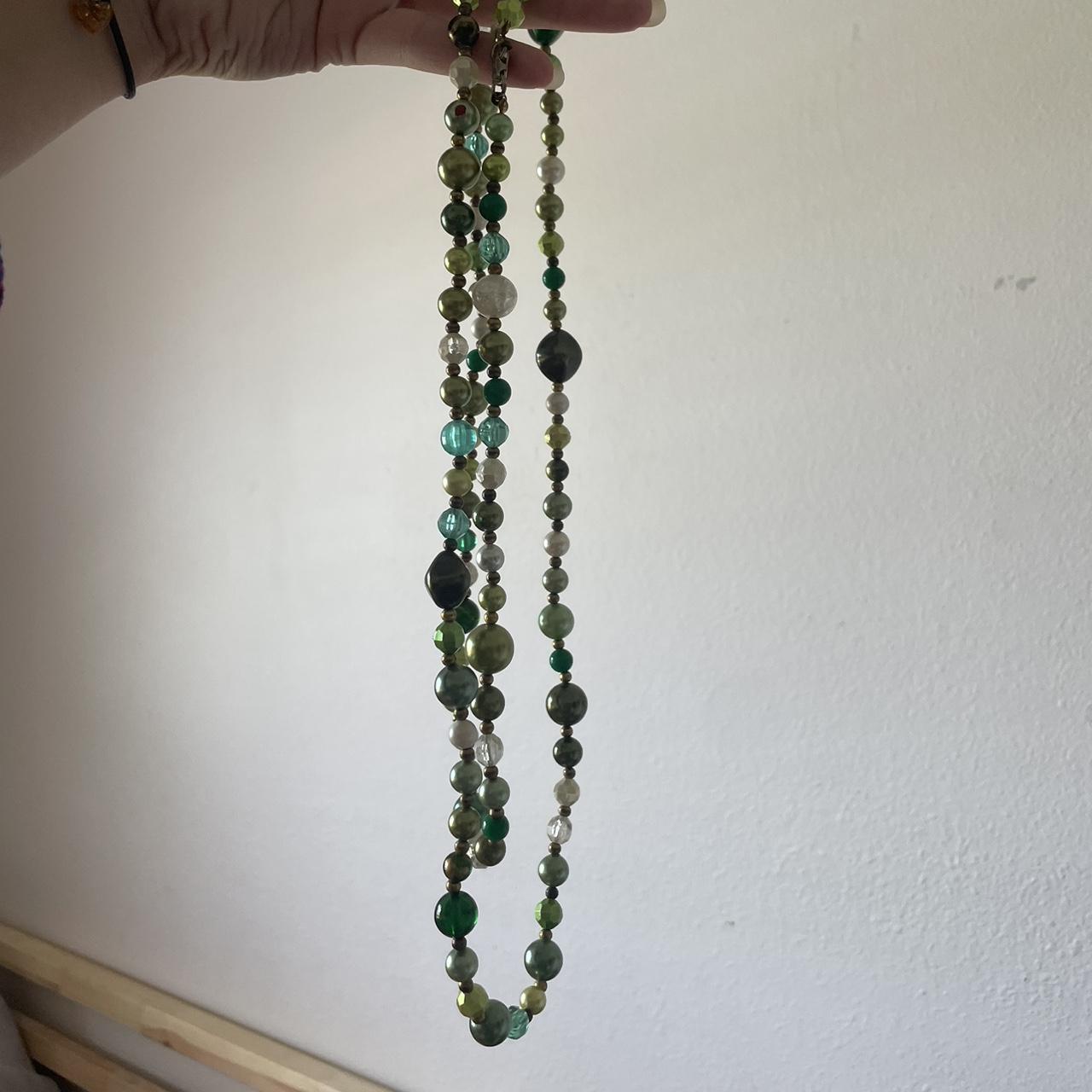 Forest green beads necklace #forestgreen #beaded... - Depop