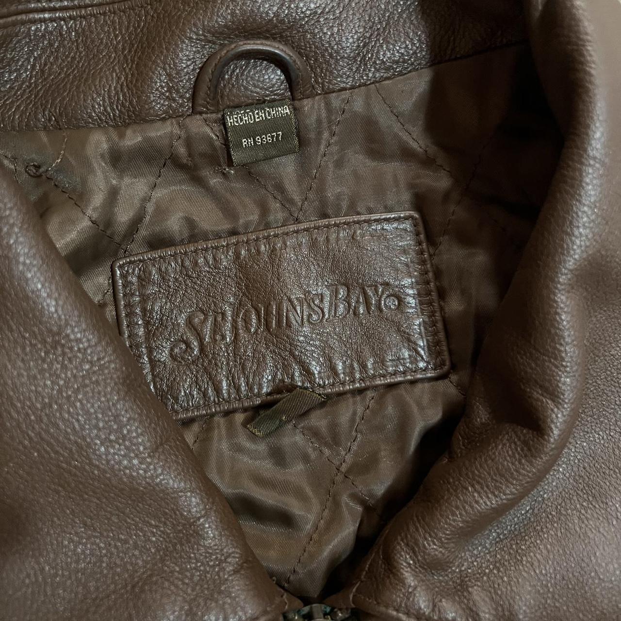 St. Johns Bay Bomber Jacket Mens XL Brown Leather... - Depop