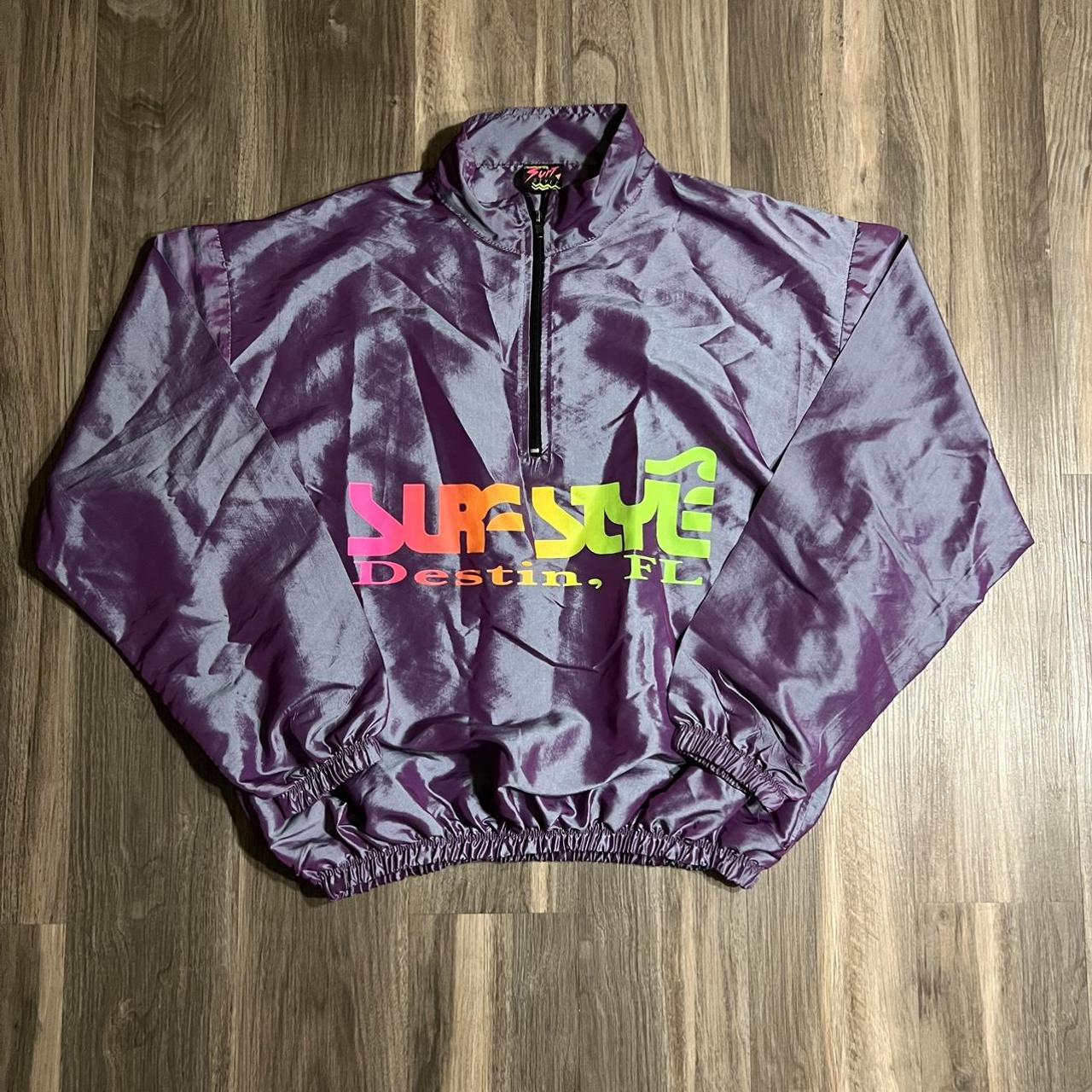 Surf Style Destin FL Windbreaker Jacket Adult Purple... - Depop