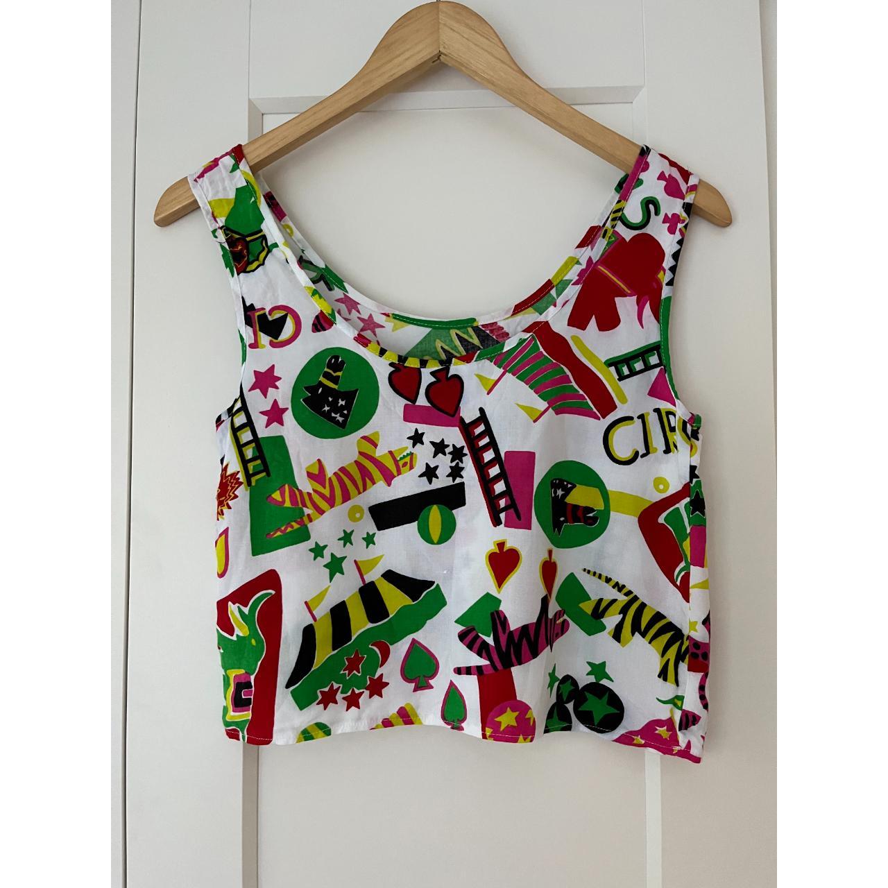 Vintage circus theme crop top. super cute. 100%... - Depop