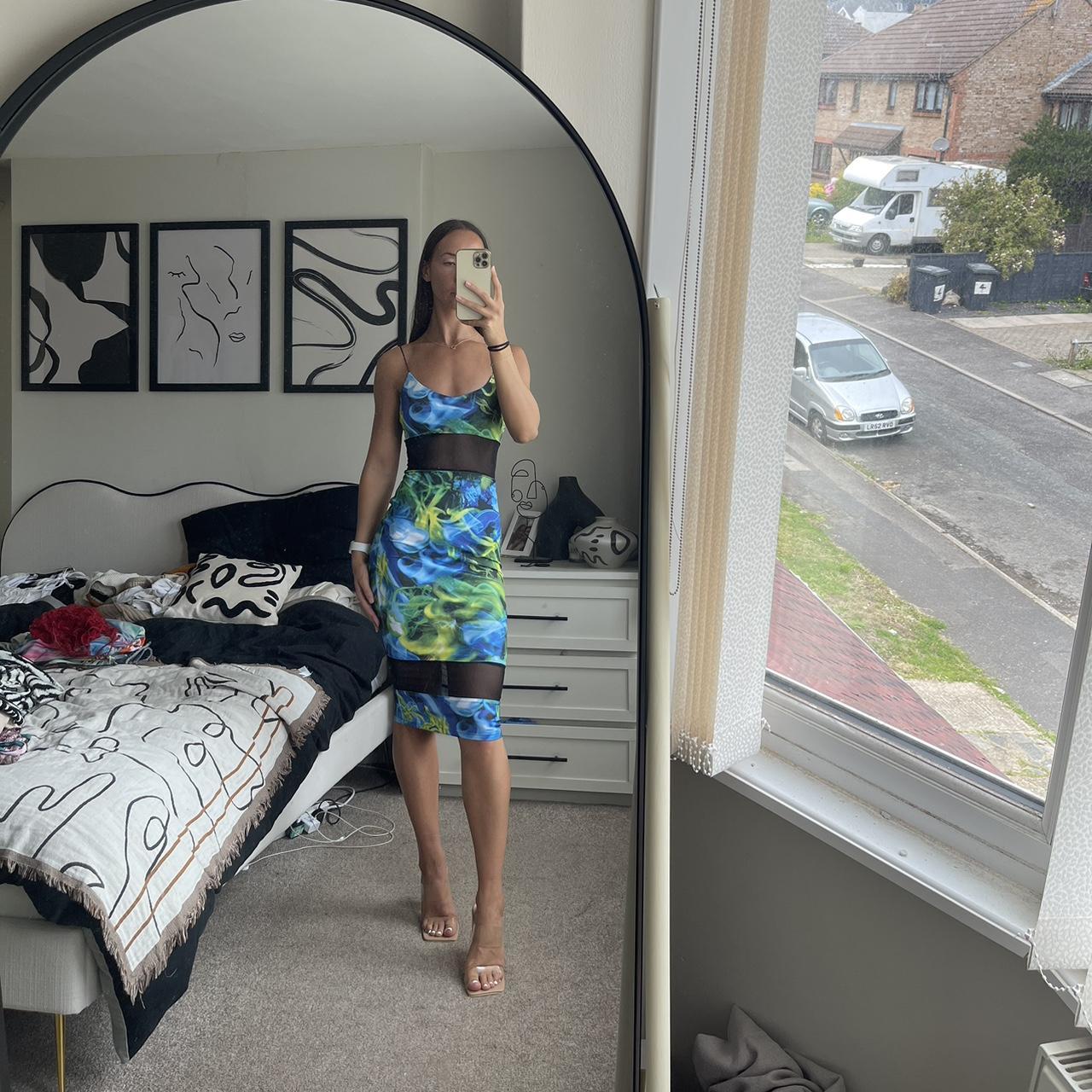 Asos Cosmic Print Mesh Strappy Cami Dress -... - Depop