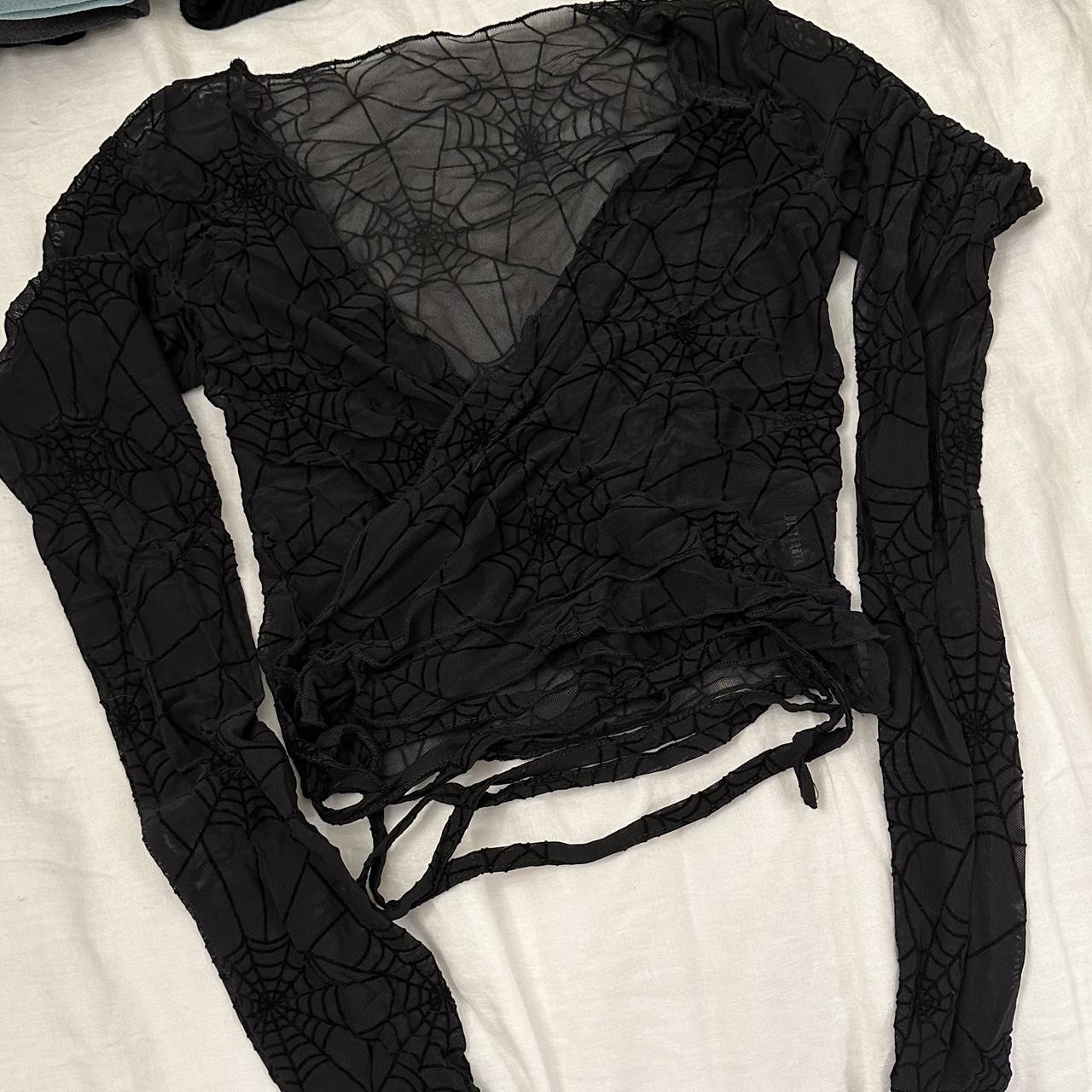 Disturbia Venom Mesh Wrap Top Worn once, slightly... - Depop