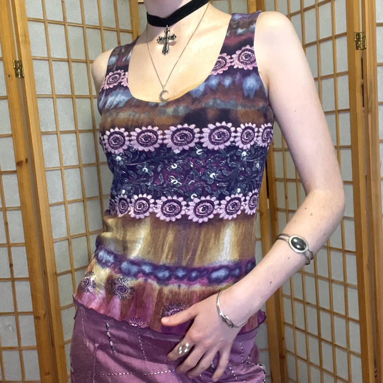 Incredible vintage micro mesh pattern top. Such a... - Depop