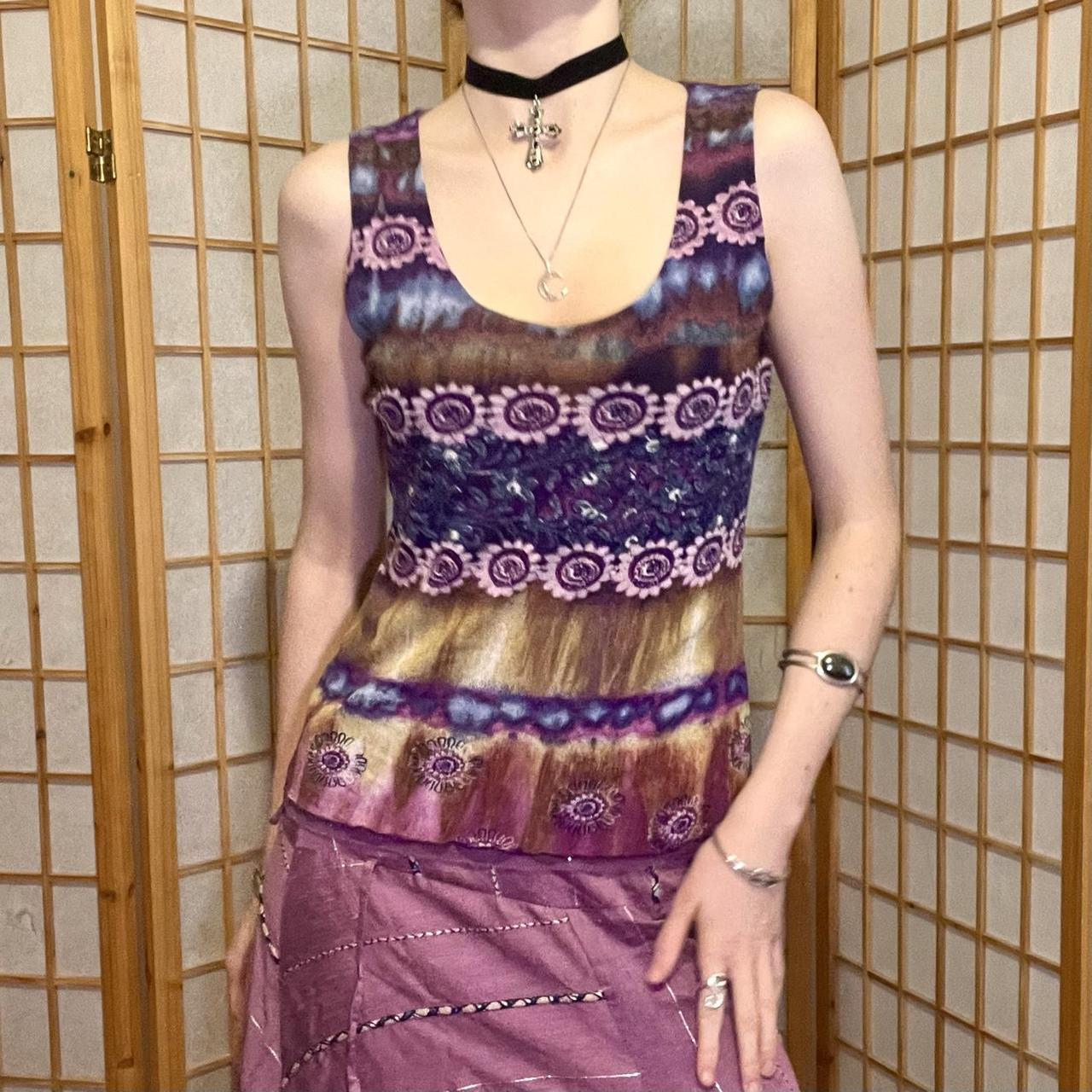 Incredible vintage micro mesh pattern top. Such a... - Depop