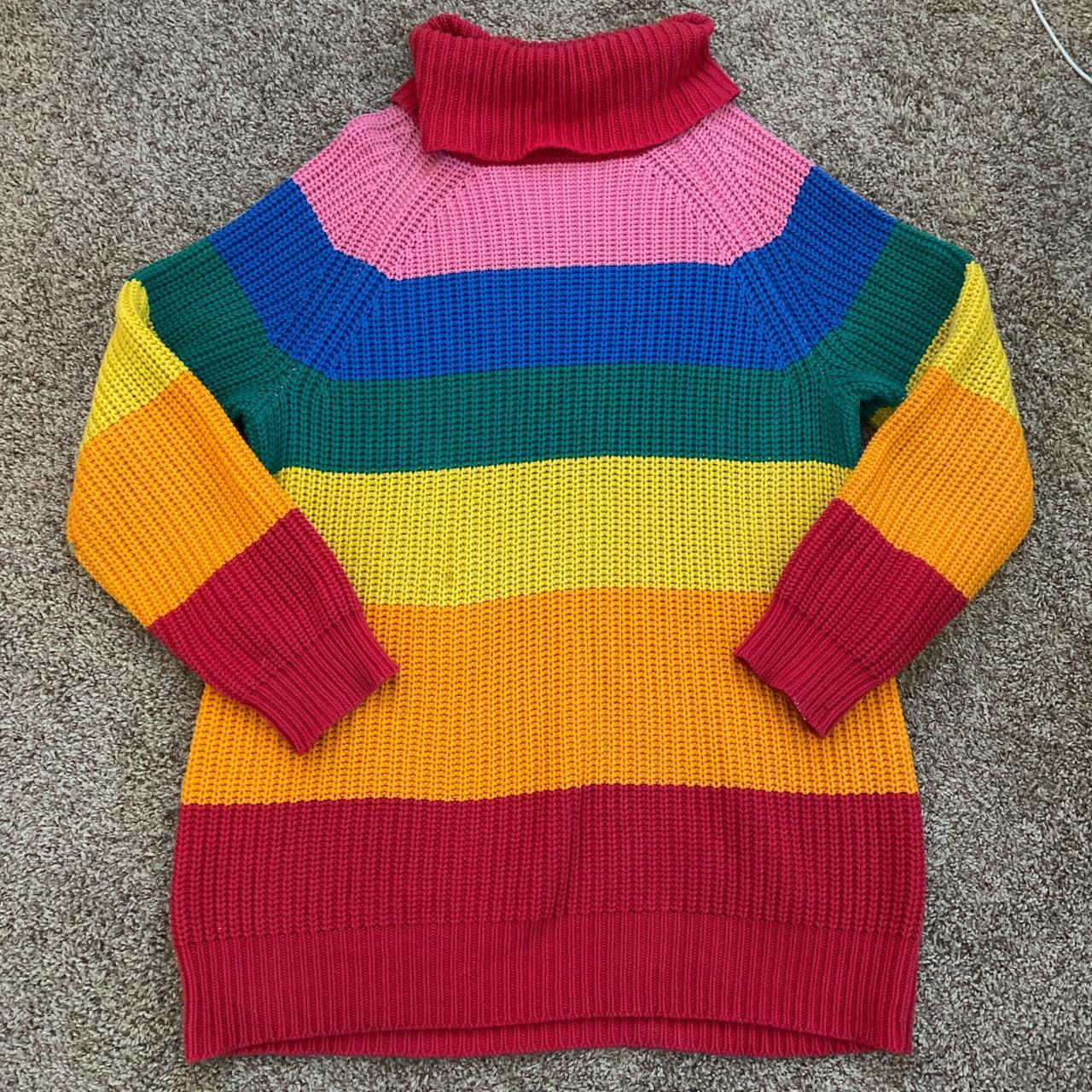 Lazy Oaf oversized rainbow sweater, size M Pit to... - Depop