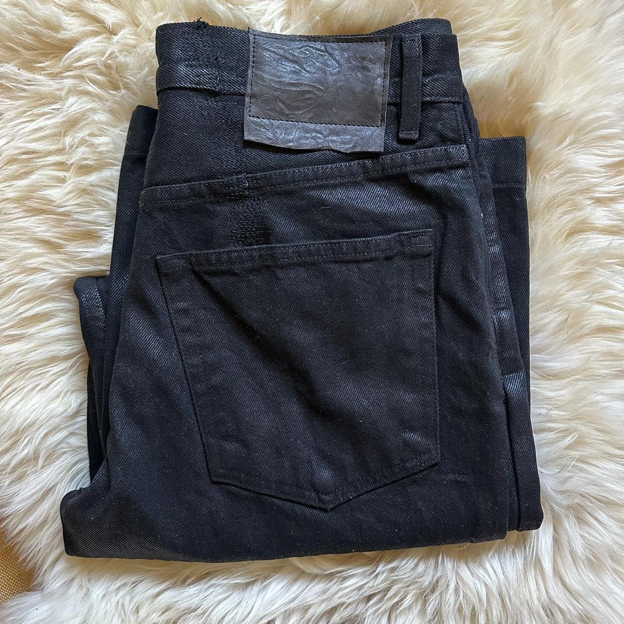 KTwo black waxed denim size small / 30 baggy,... | Depop