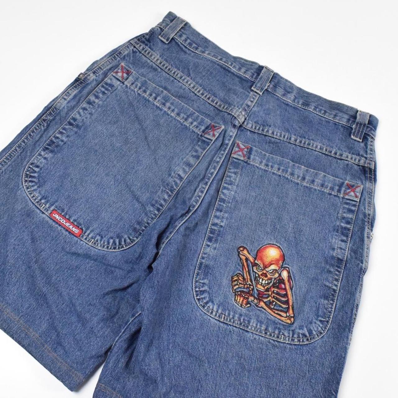 Jnco jorts Vintage 00s JNCO Embroidered Skeleton... - Depop