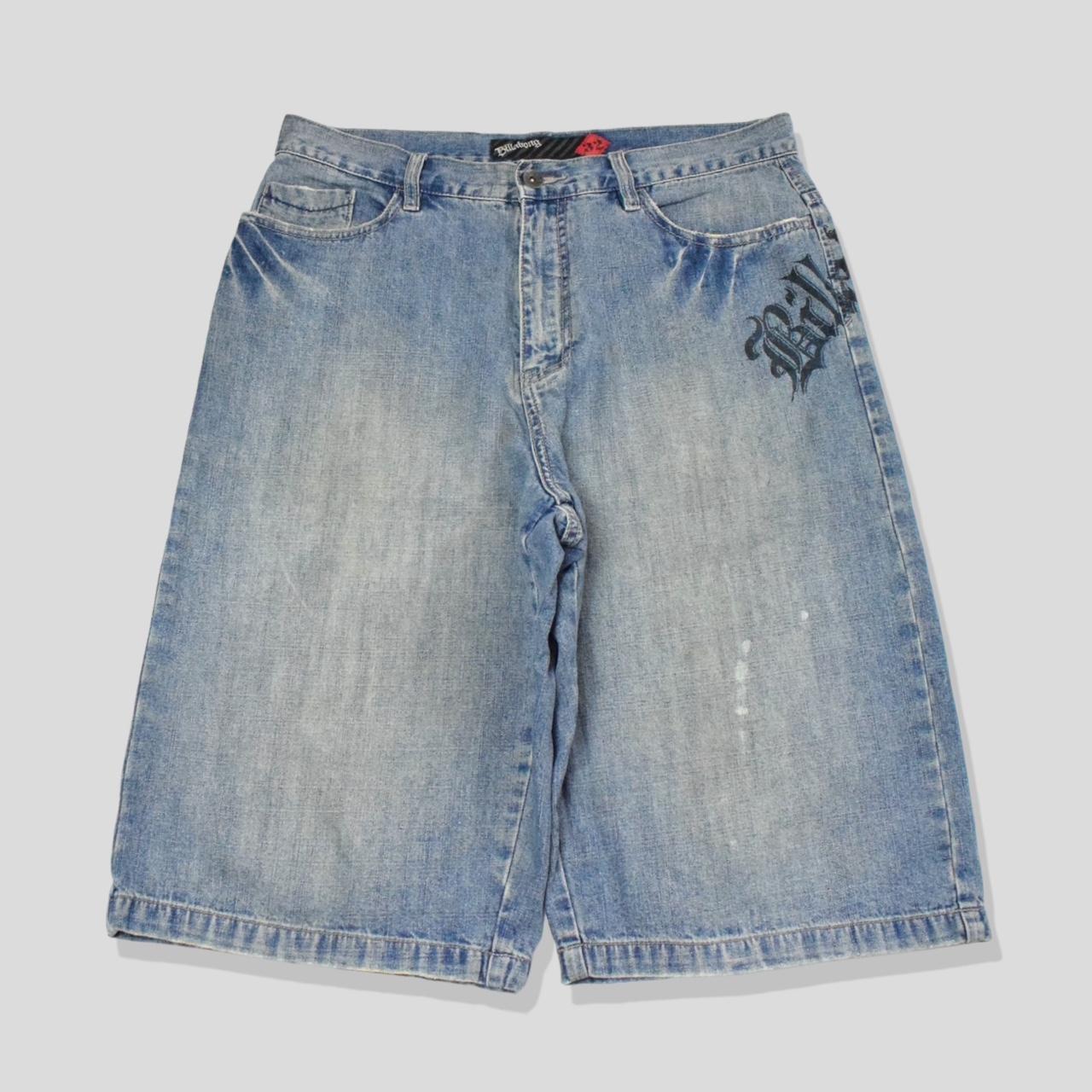 Surf skate baggy denim shorts jorts Vintage 00s... - Depop