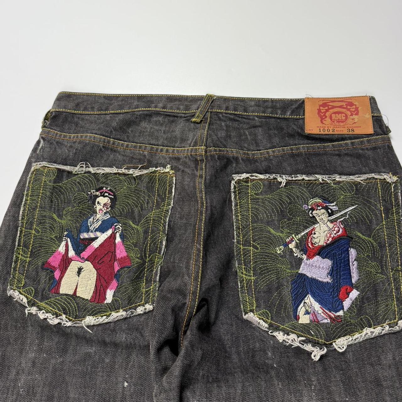 embroidered japanese jeans Authentic Vintage RMC... - Depop