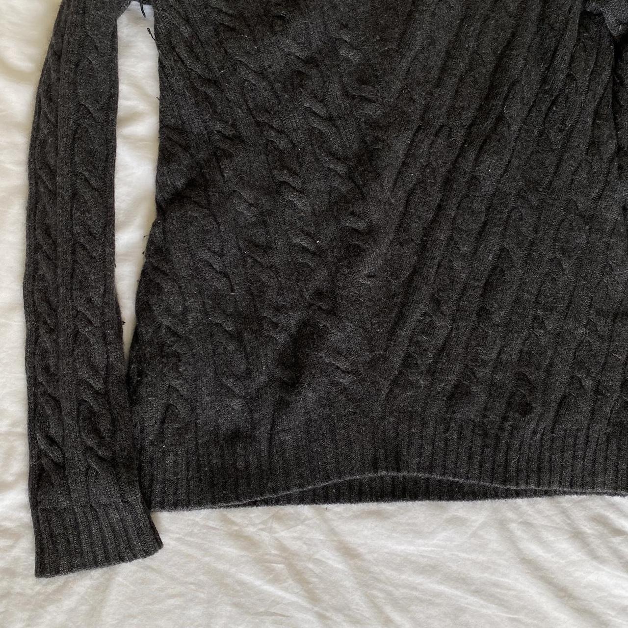 dark grey cable knit jumper/sweater - size xs, high... - Depop