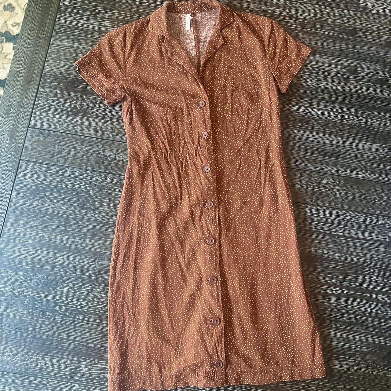 The cutest little yellow and rust colored polka-dot... - Depop