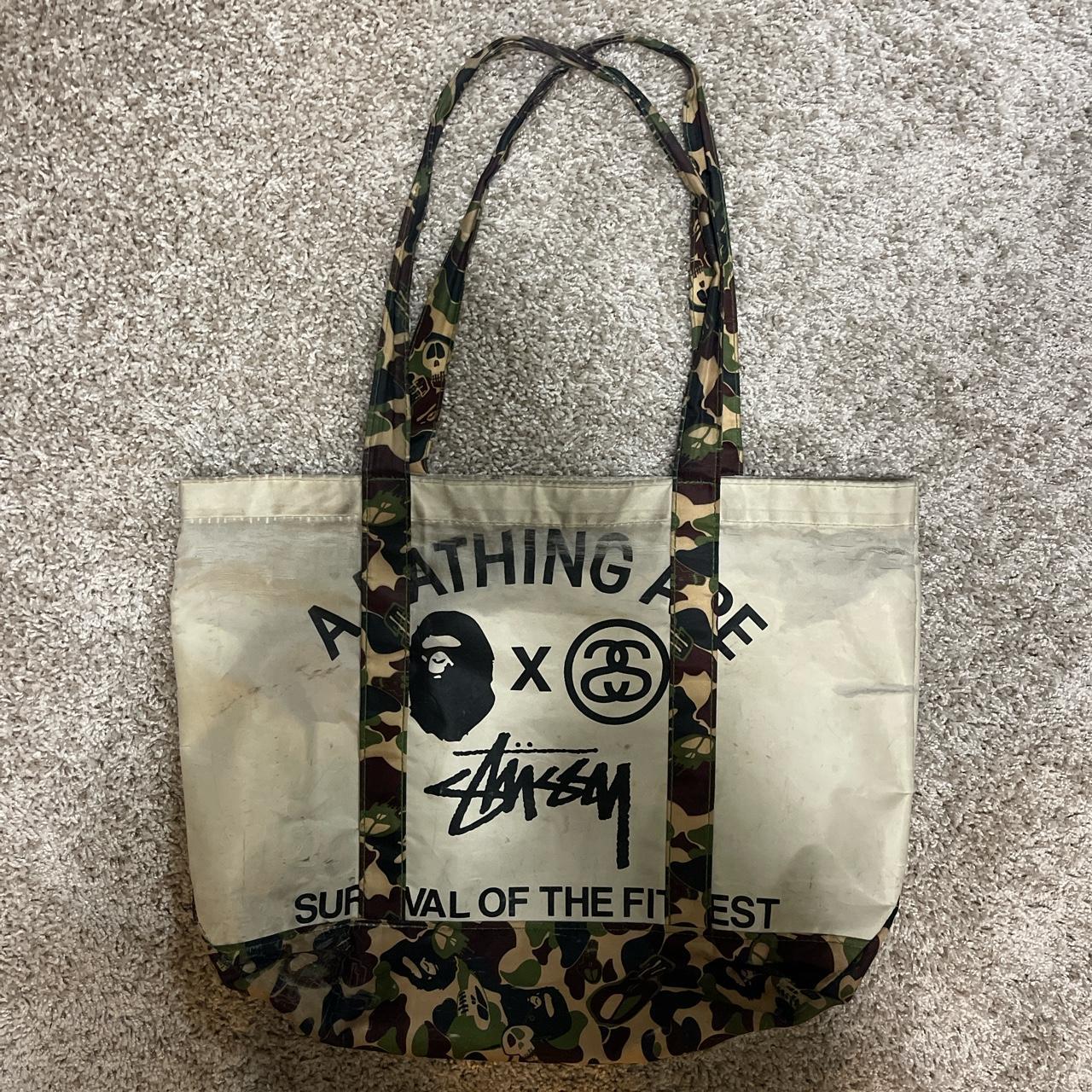 completely distressed, rare BAPE x Stussy bag as... - Depop