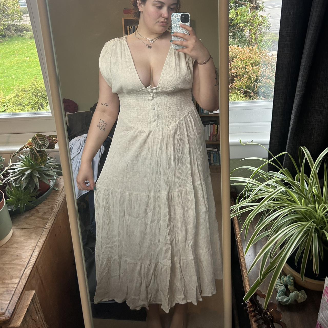 asos design oatmeal flowy summer maxi dress.... - Depop