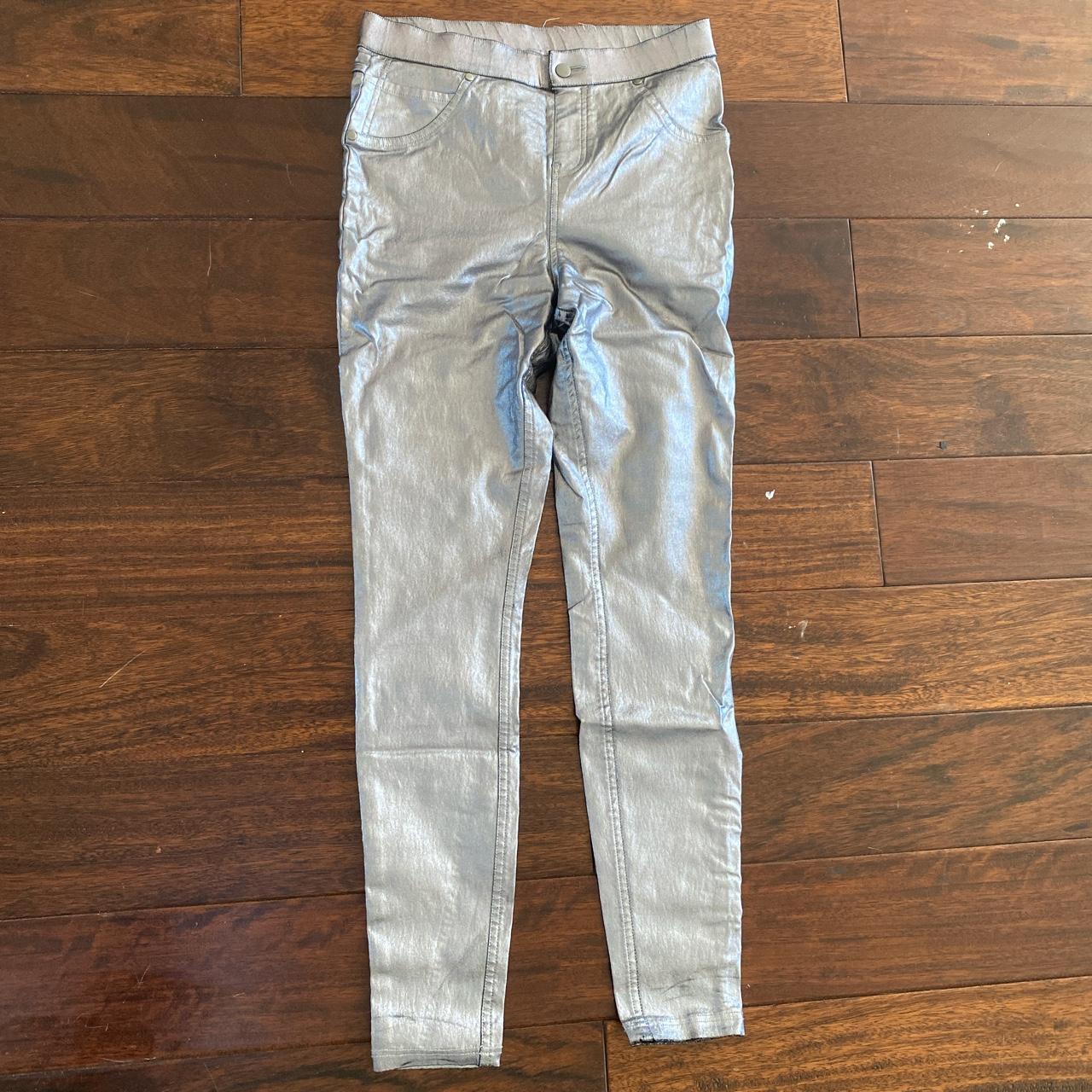 Metallic silver pants. These are a size small and... - Depop