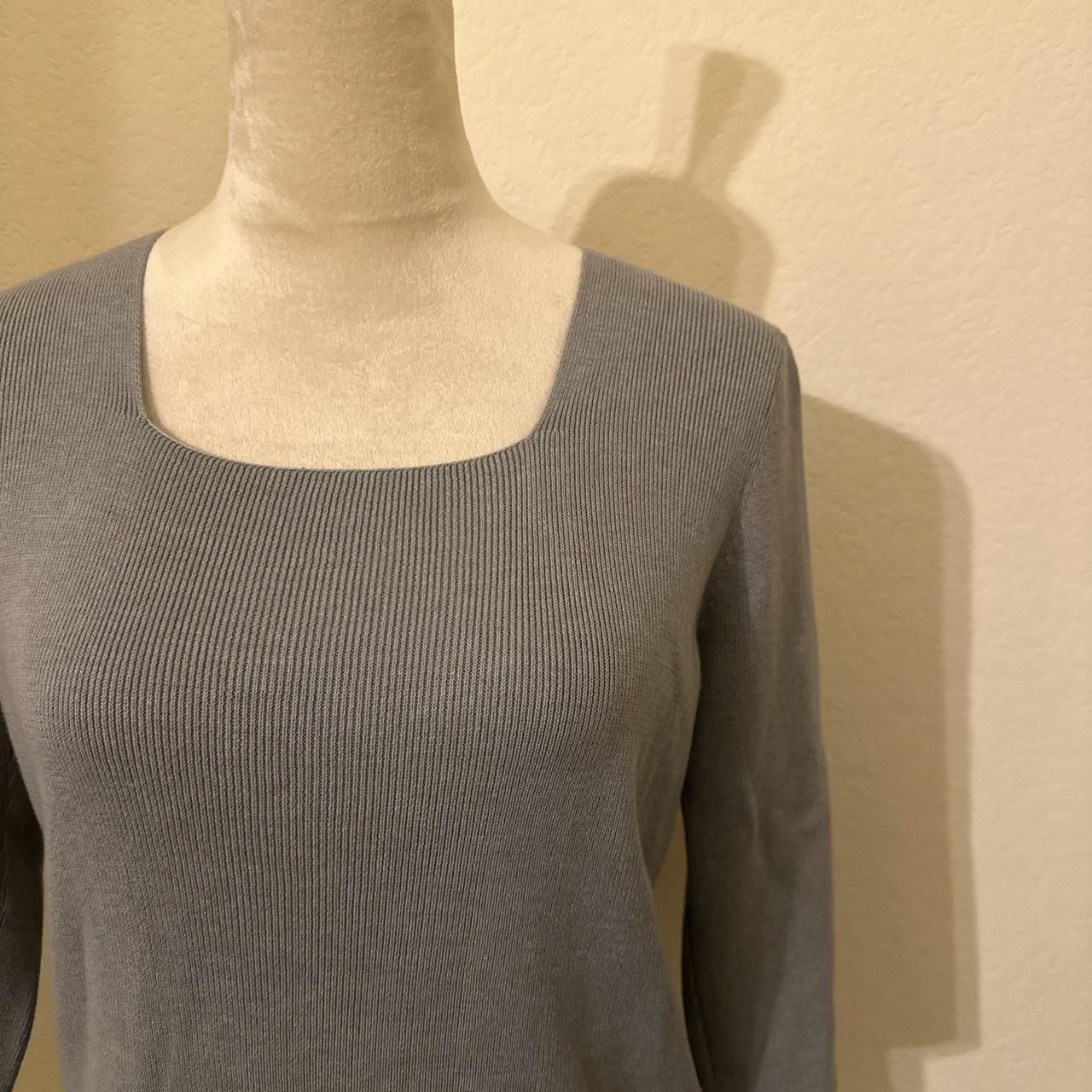 beautiful grey, square neck, knit top. a lovely... - Depop