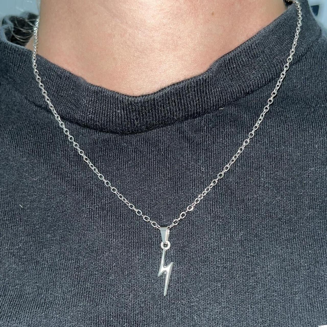lightning bolt necklace !! chain is stainless steel.... - Depop