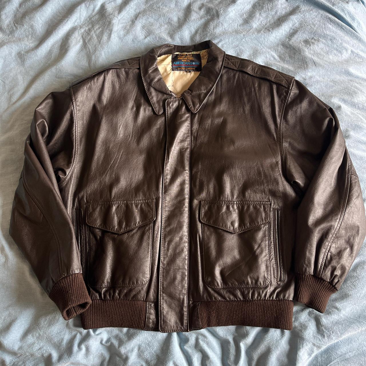 Vintage Authentic brown leather jacket. Amazing... - Depop
