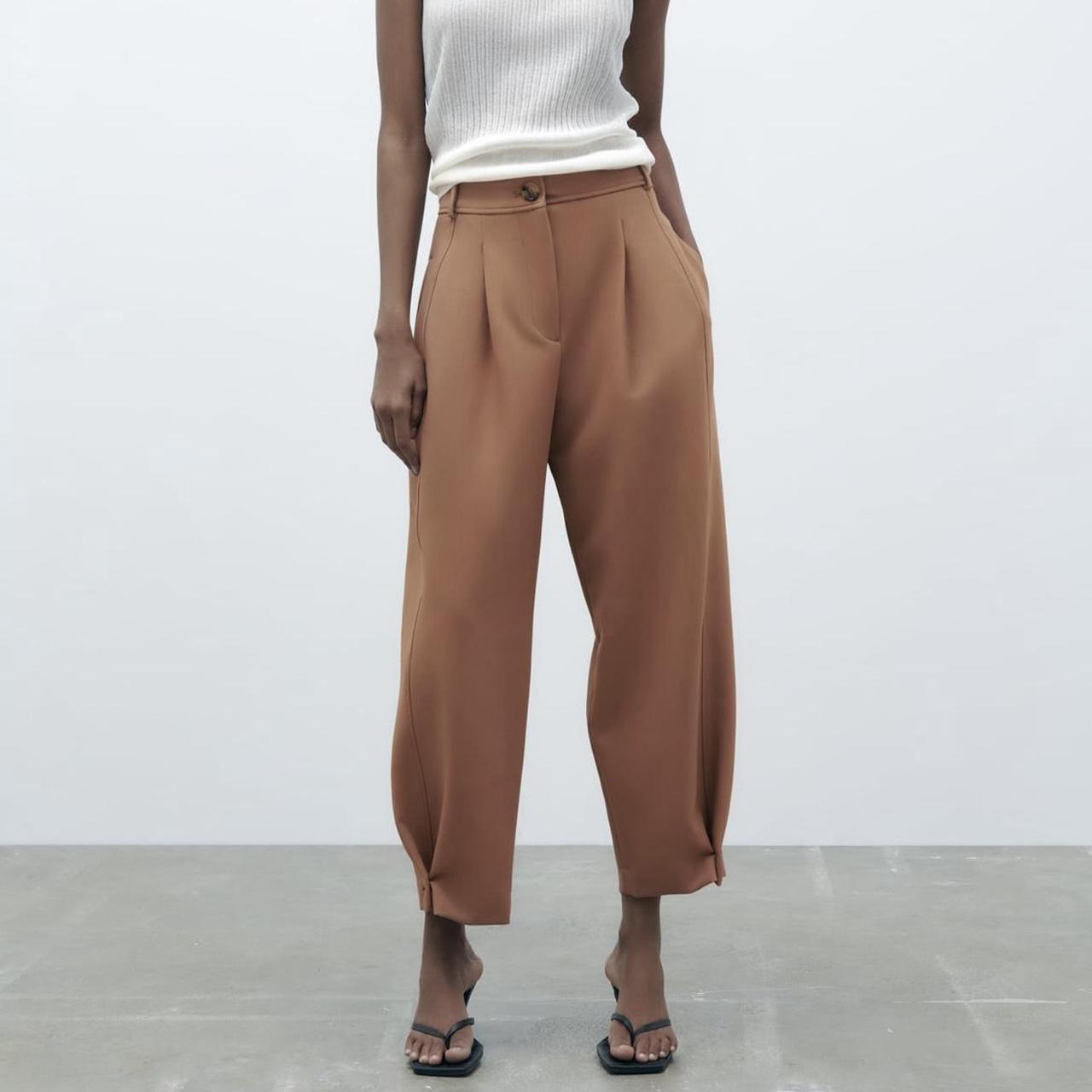 Zara beige pleated tailored pants. Great quality &... - Depop